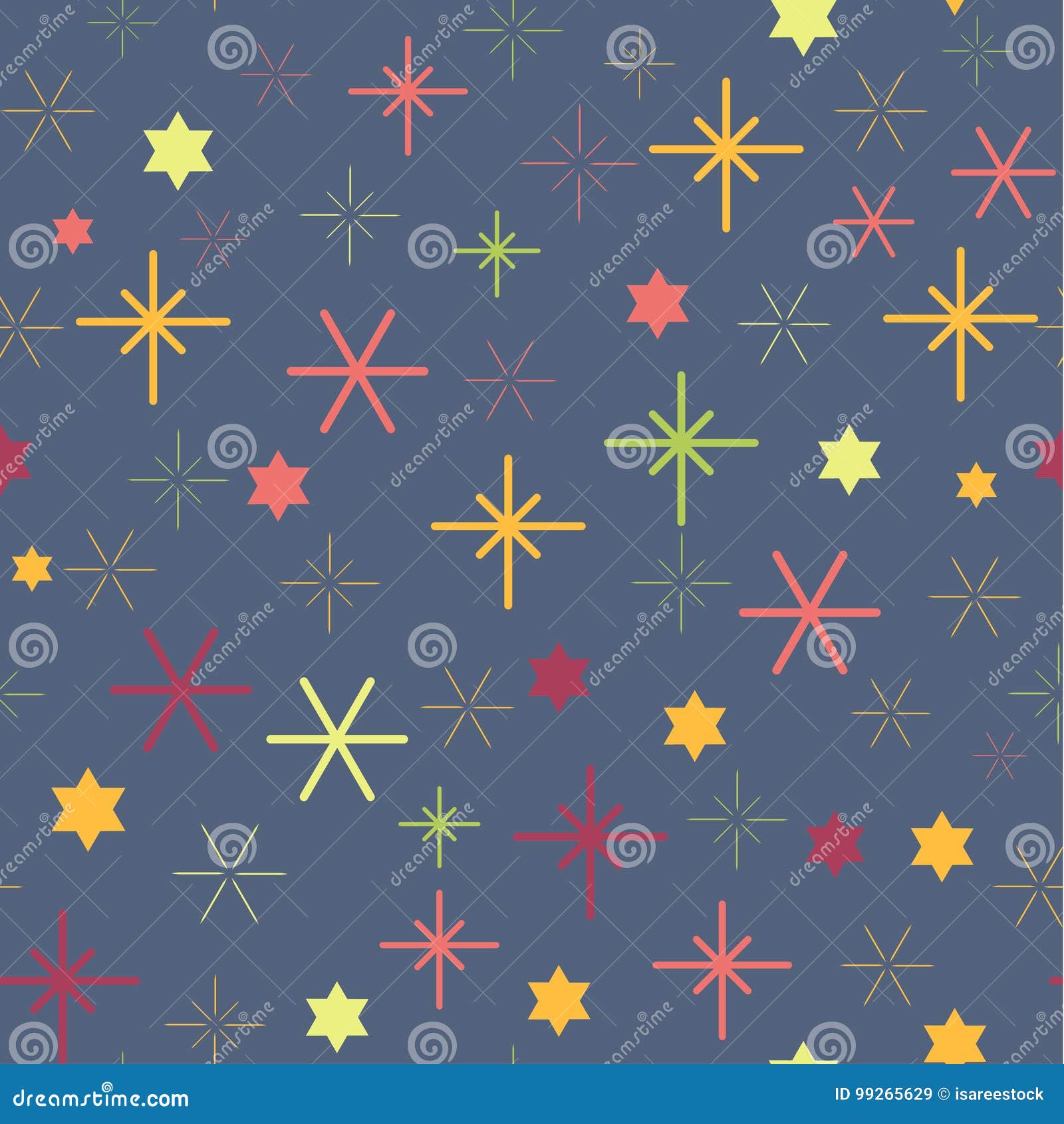 Seamless Colorful Little Star Pattern on Deep Blue Background Stock ...