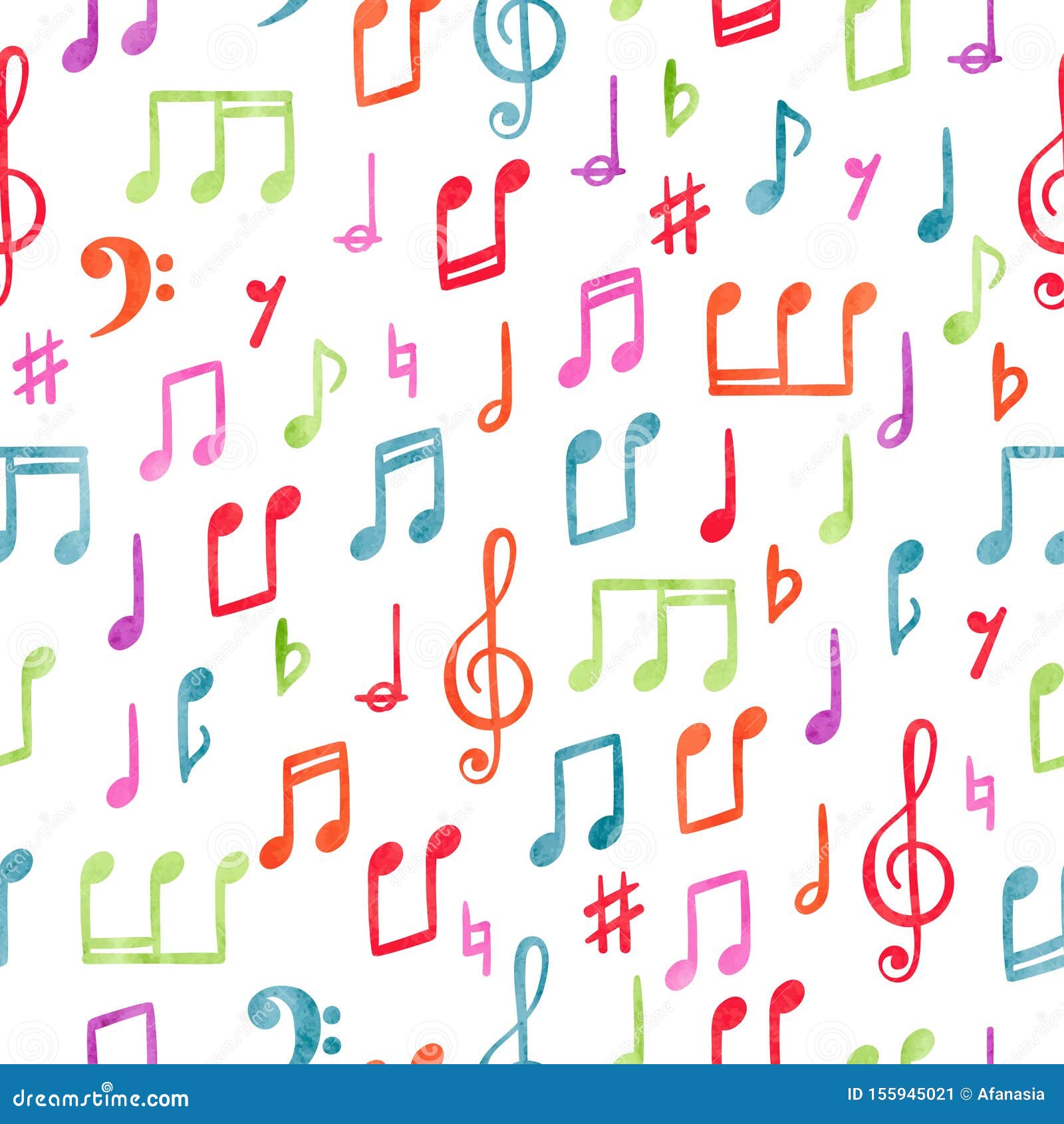 Seamless Colorful Music Notes Pattern. Stock Vector - Illustration of ...