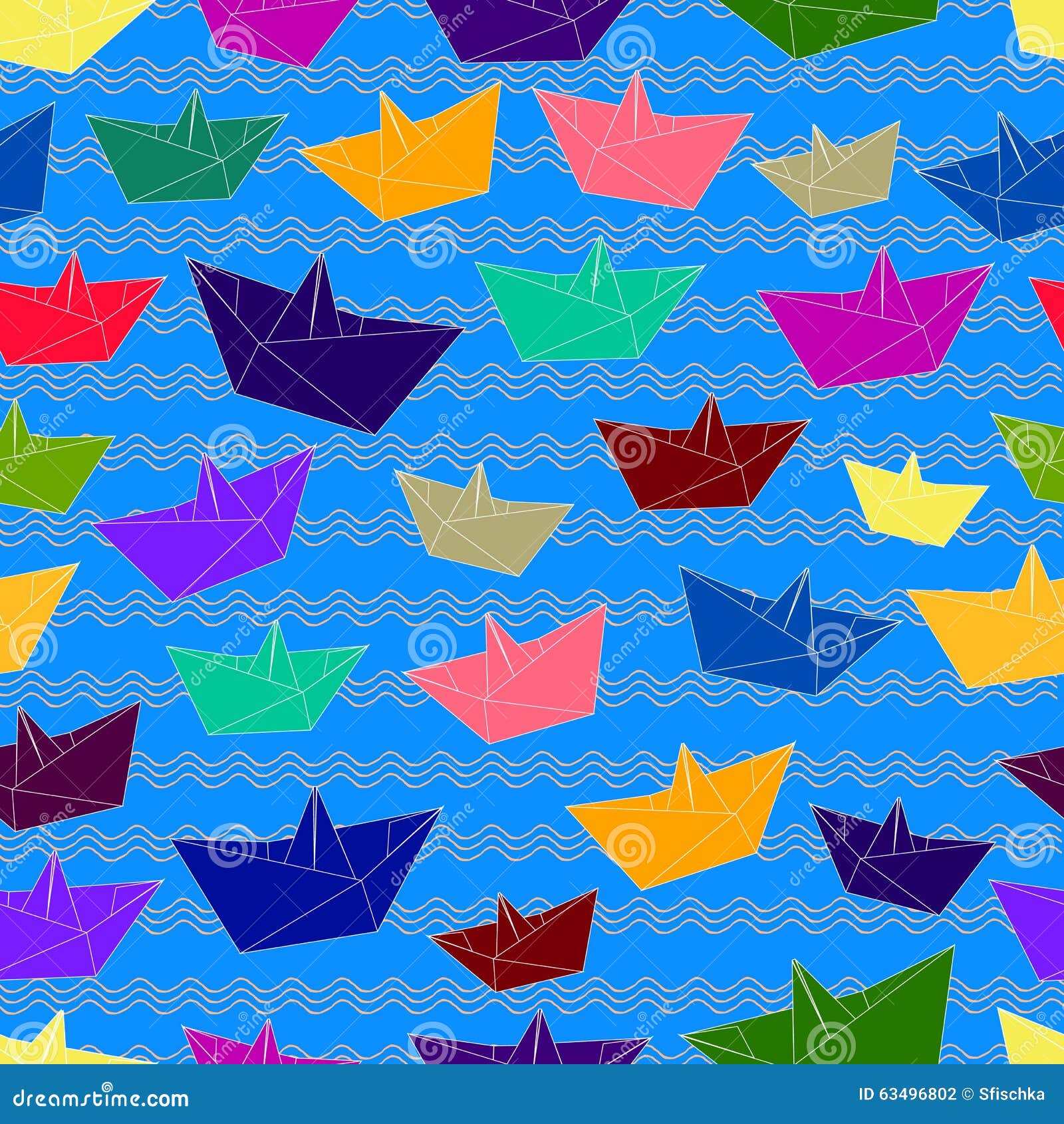 Seamless Colorful Paper Boats Stock Vector - Illustration of piece ...