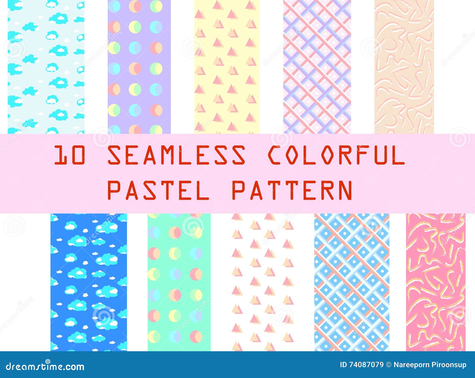 10 Seamless Colorful Pastel Patterns Stock Vector - Illustration of ...