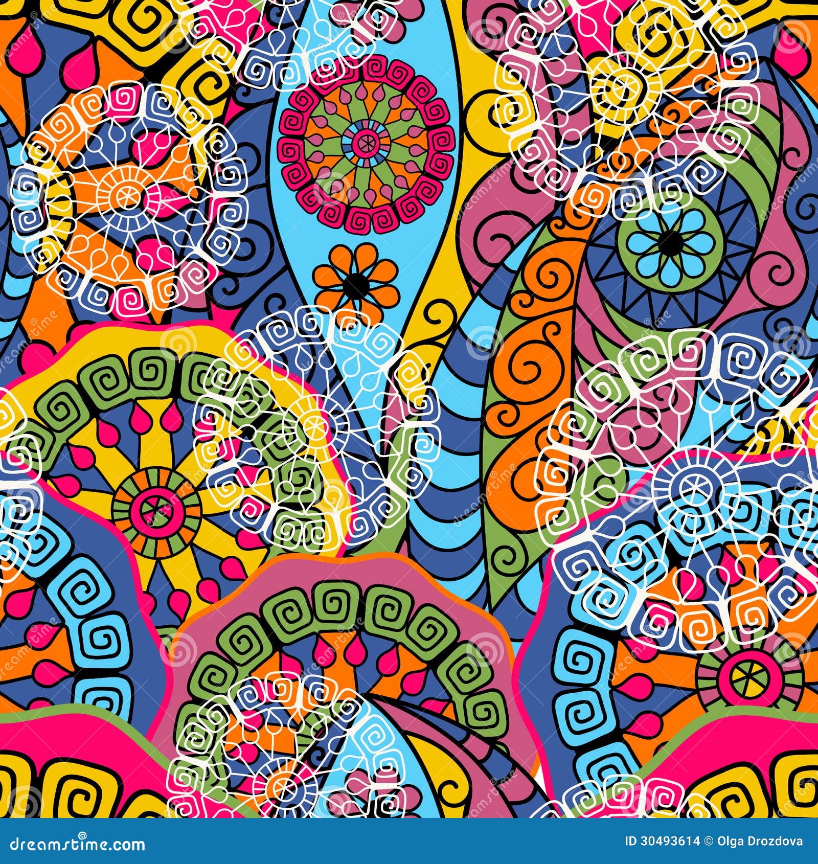 Seamless colorful pattern stock vector. Illustration of flower - 30493614