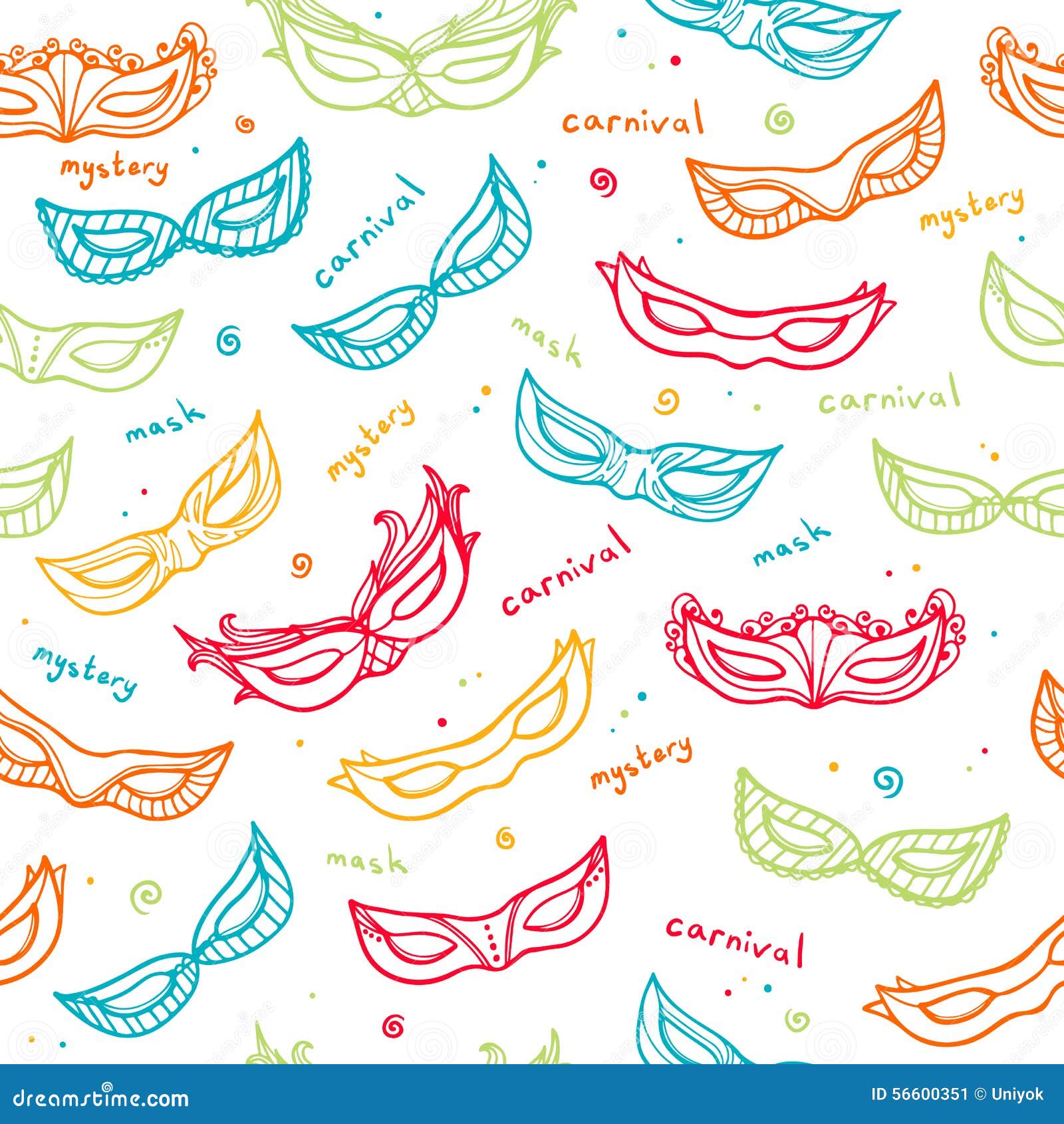 Seamless Colorful Pattern with Carnival Masks Stock Vector ...