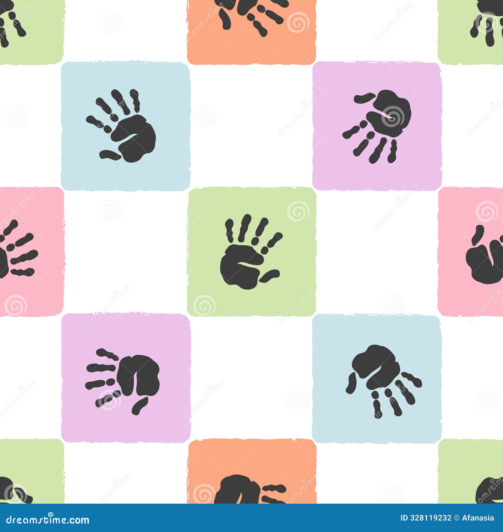 Seamless Colorful Pattern with Kids Palm Hand Prints Stock Vector ...