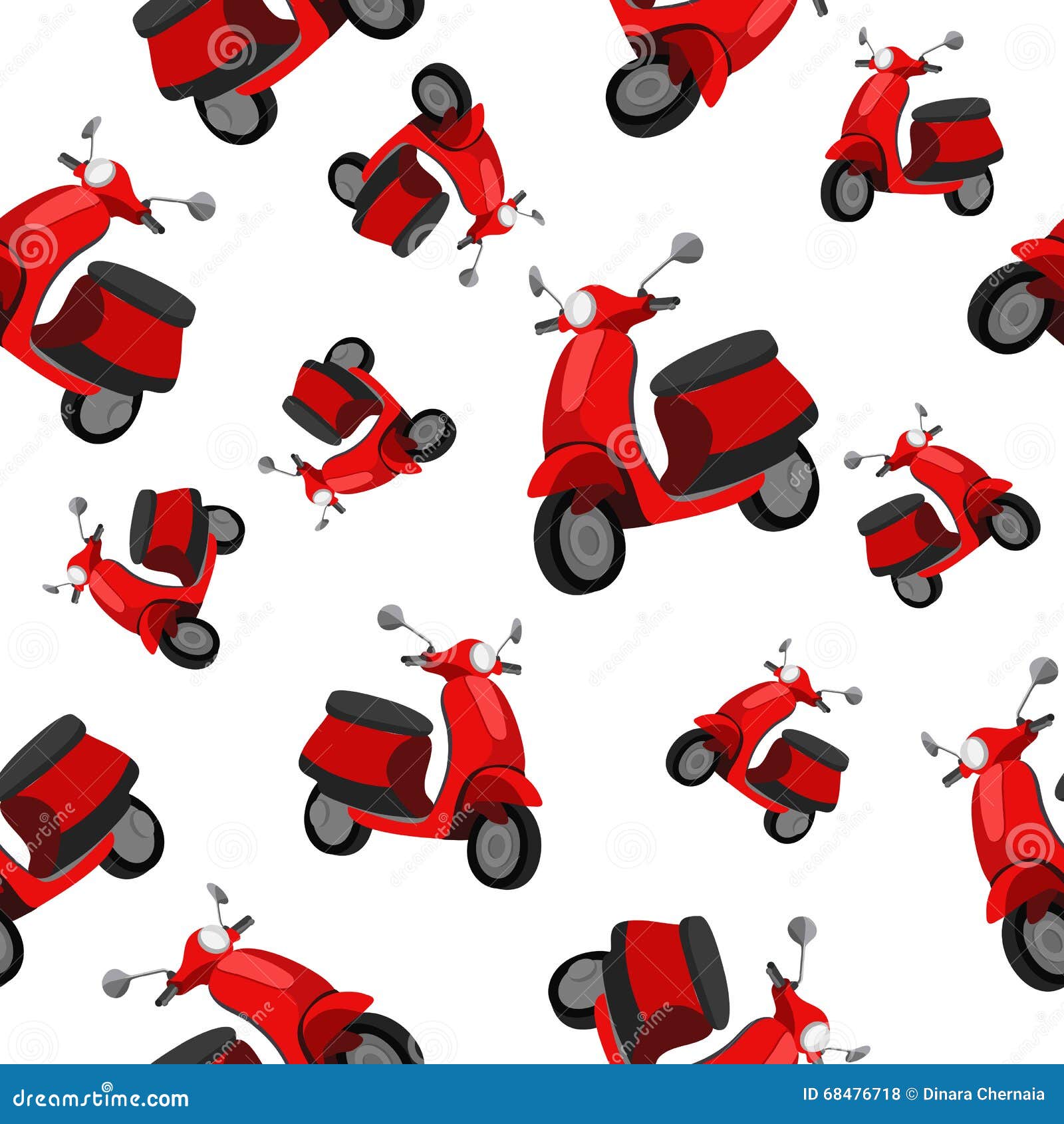 Seamless Colorful Pattern with Scooters. Stock Vector - Illustration of ...