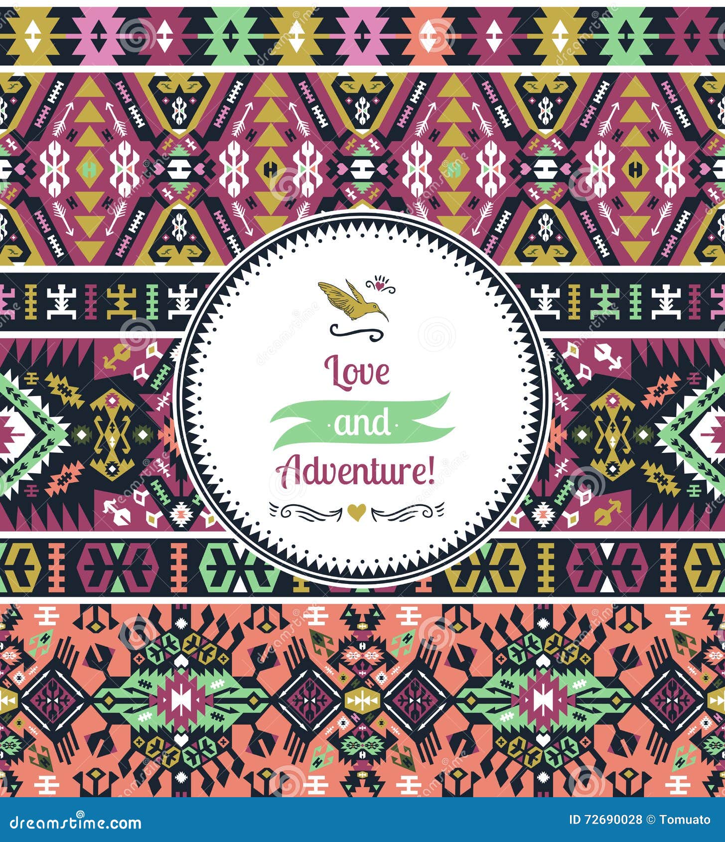 Seamless Colorful Pattern in Tribal Style Stock Vector - Illustration ...