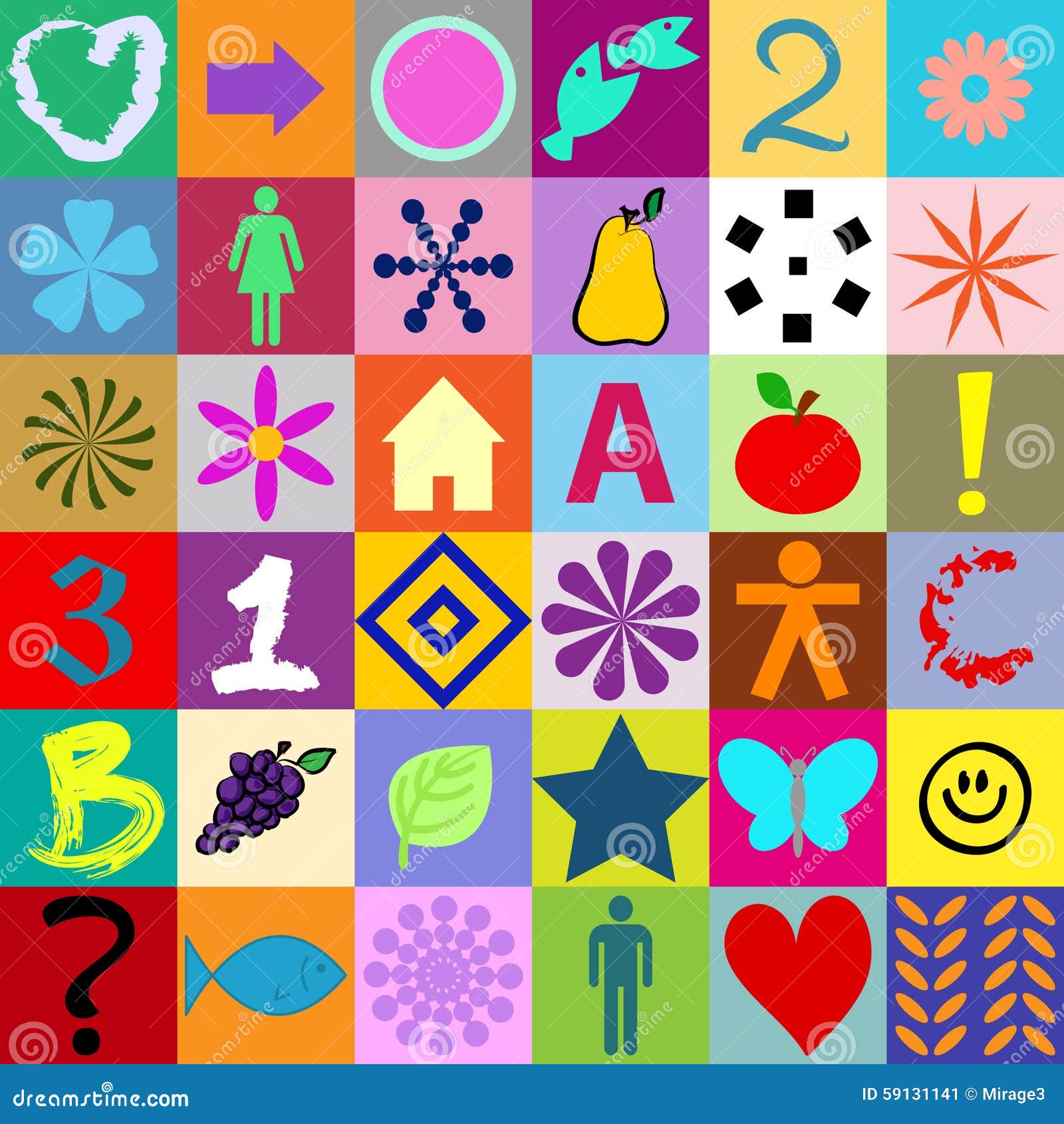 Seamless Colorful Squares with Symbols Stock Vector - Illustration of ...