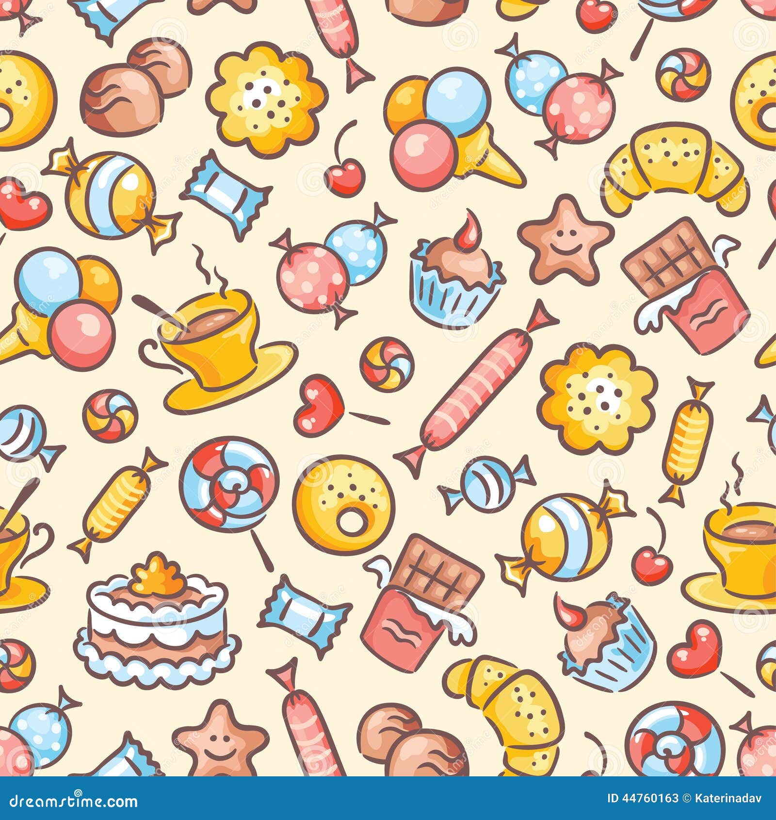 Seamless Colorful Sweets Pattern Stock Vector - Illustration of ...