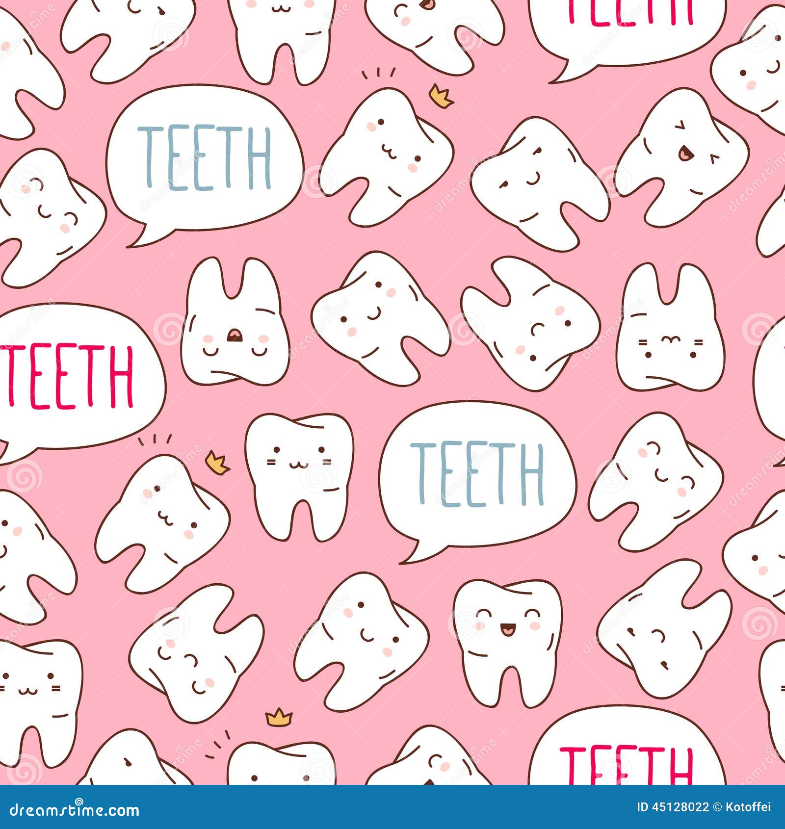 Seamless Colorful Teeth Pattern. Vector Stock Vector - Illustration of ...