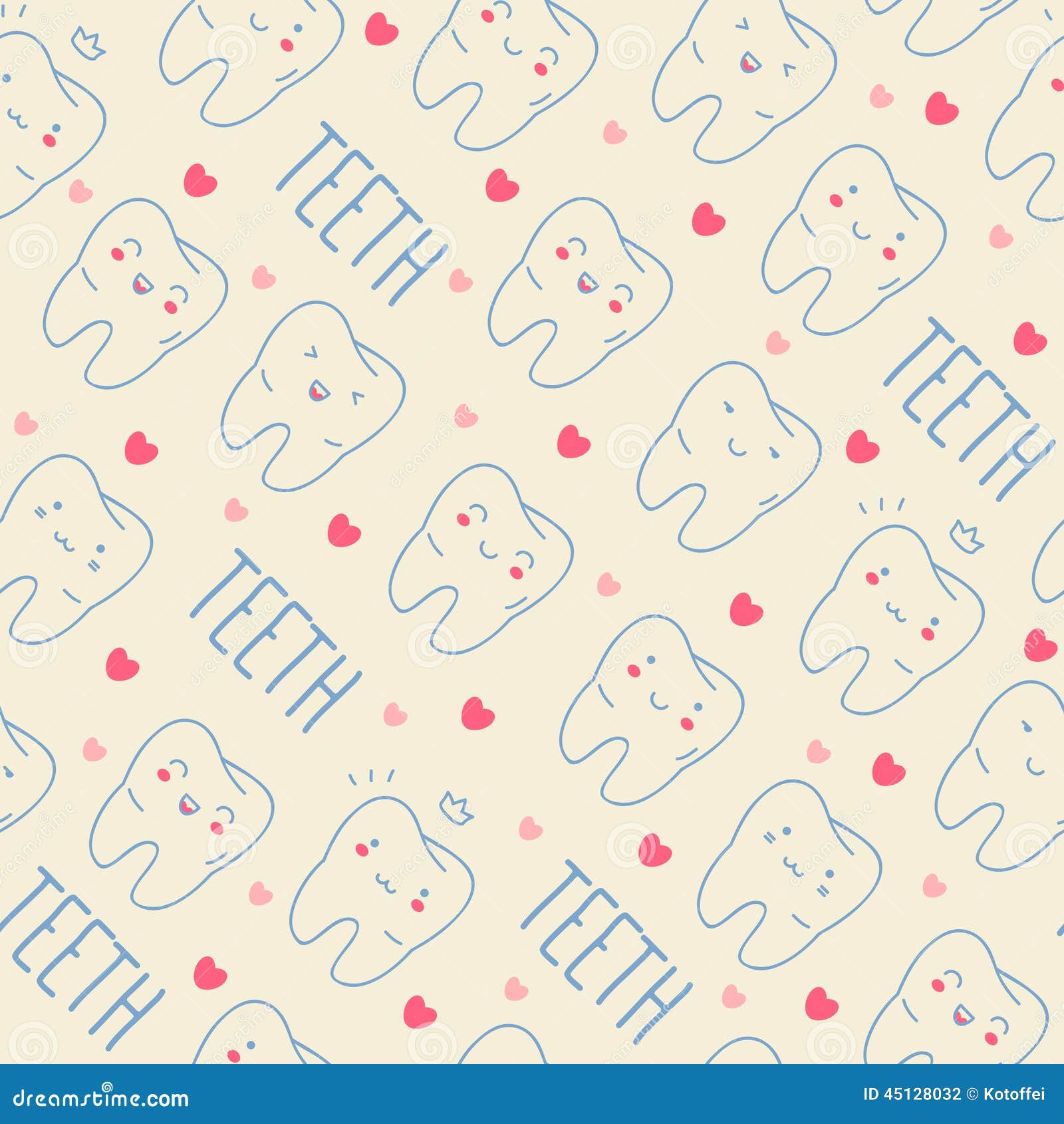 Seamless Colorful Teeth Pattern. Vector Stock Vector - Illustration of ...