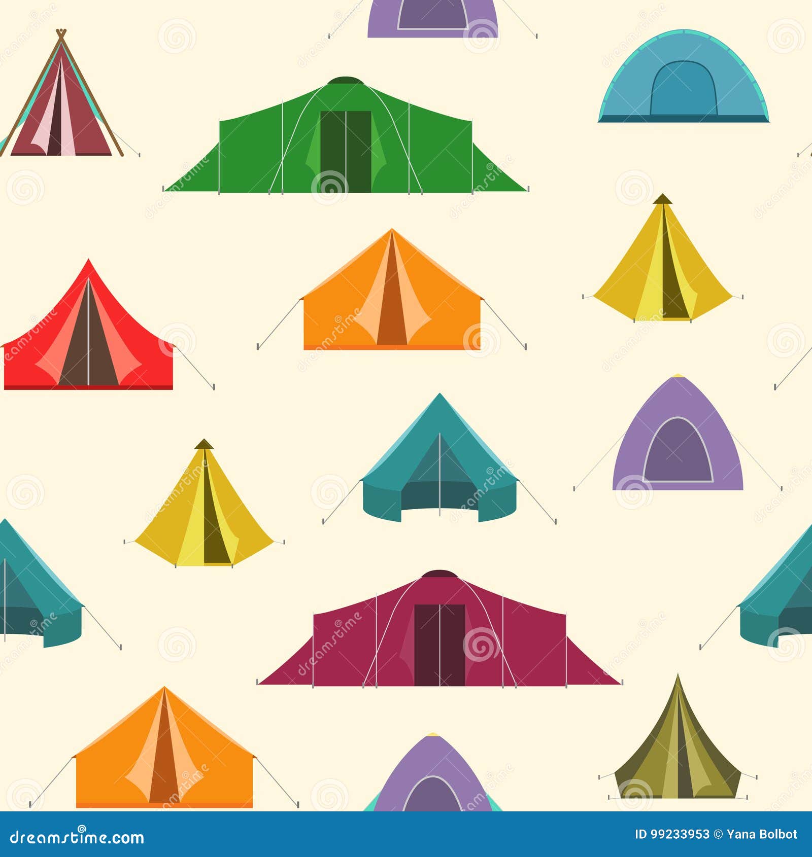 Seamless Colorful Tents Pattern. Stock Vector - Illustration of ...