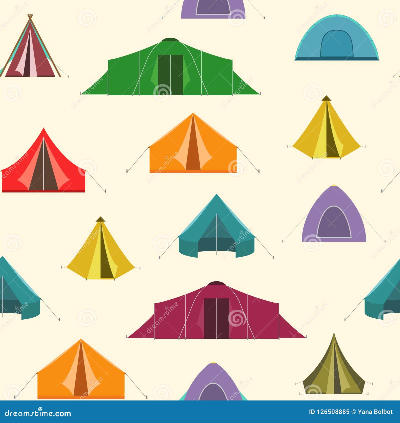 Seamless Colorful Tents Pattern Stock Vector - Illustration of element ...