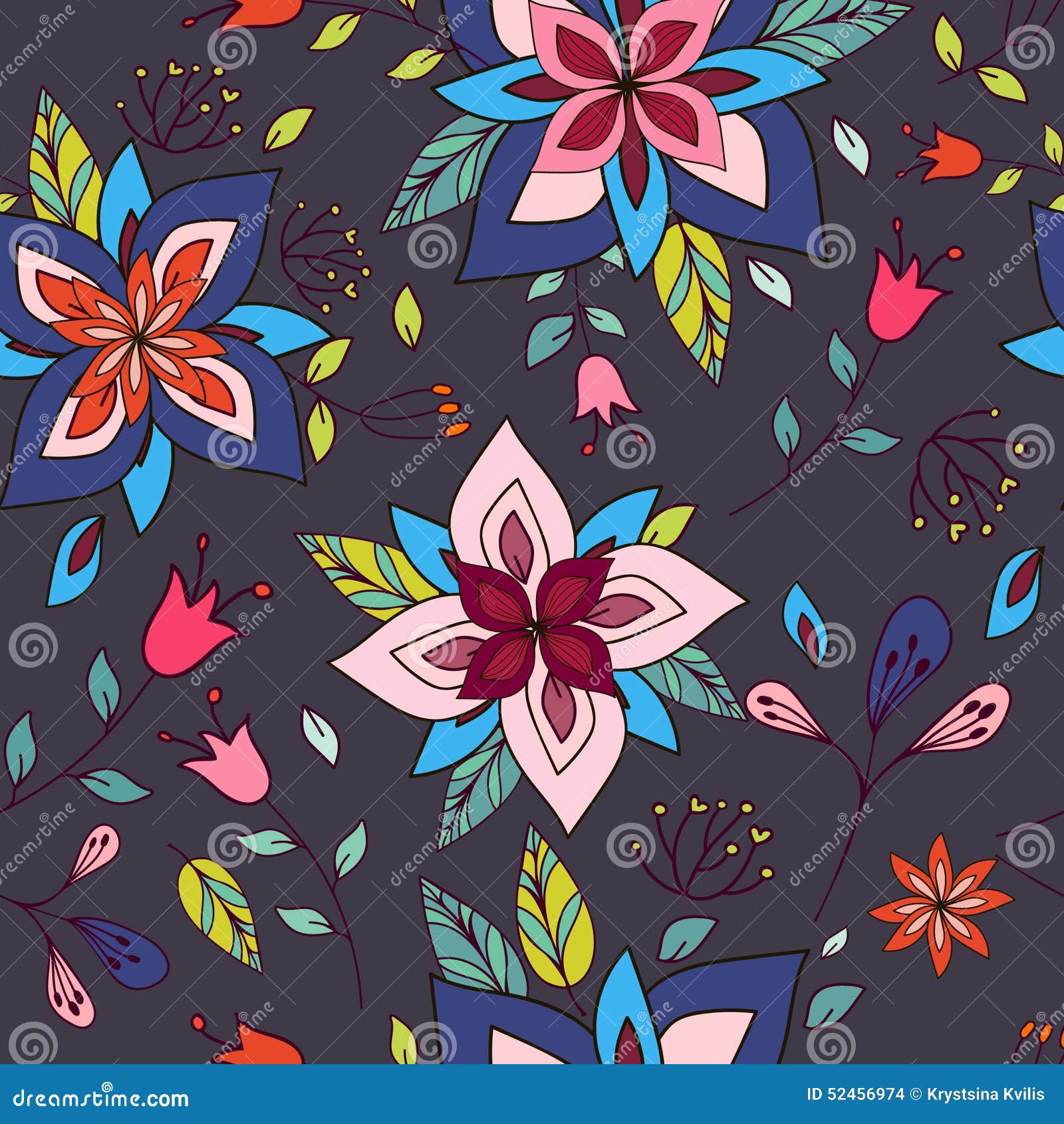 Seamless Colorful Texture with Bright Floral Elements. Stock ...