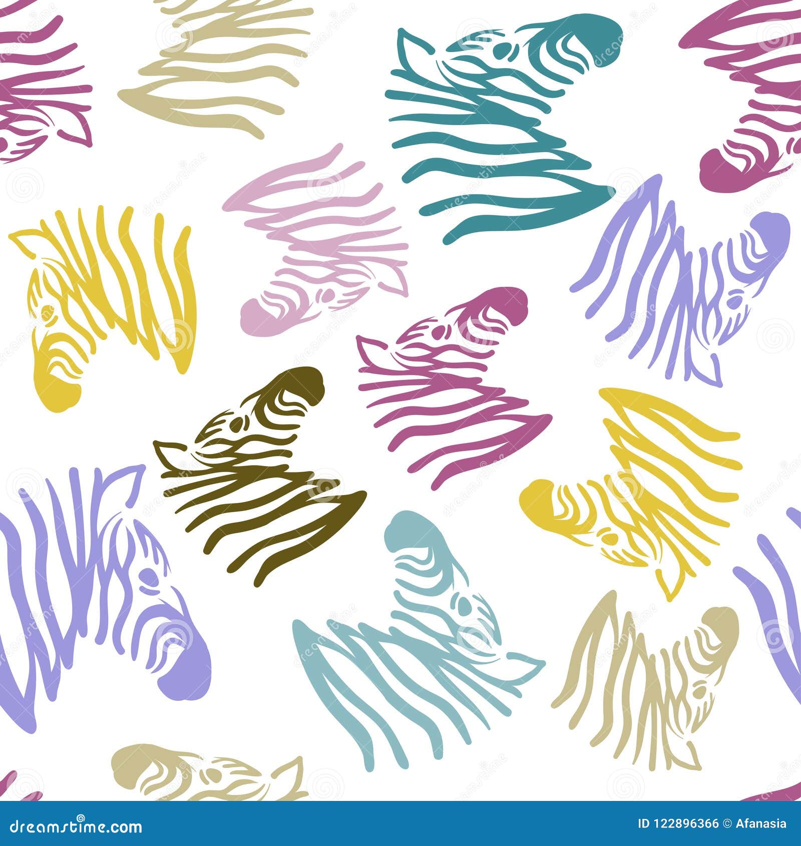Seamless Colorful Zebra Pattern. Vector Animal Print. Stock Vector ...
