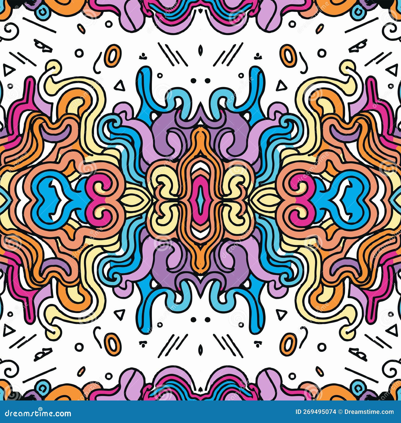Seamless Colourful Doodles Background Stock Vector - Illustration of ...
