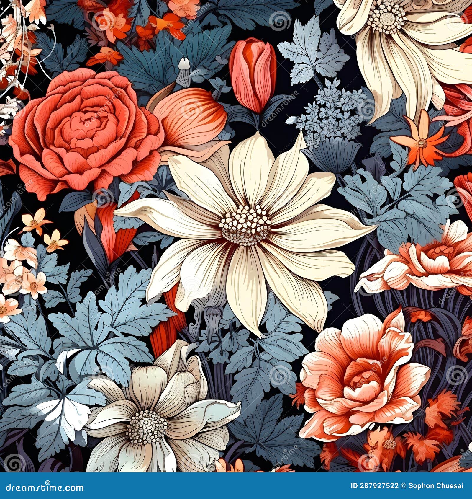 Seamless Colourful Flower Art Background Generated with AI Stock ...