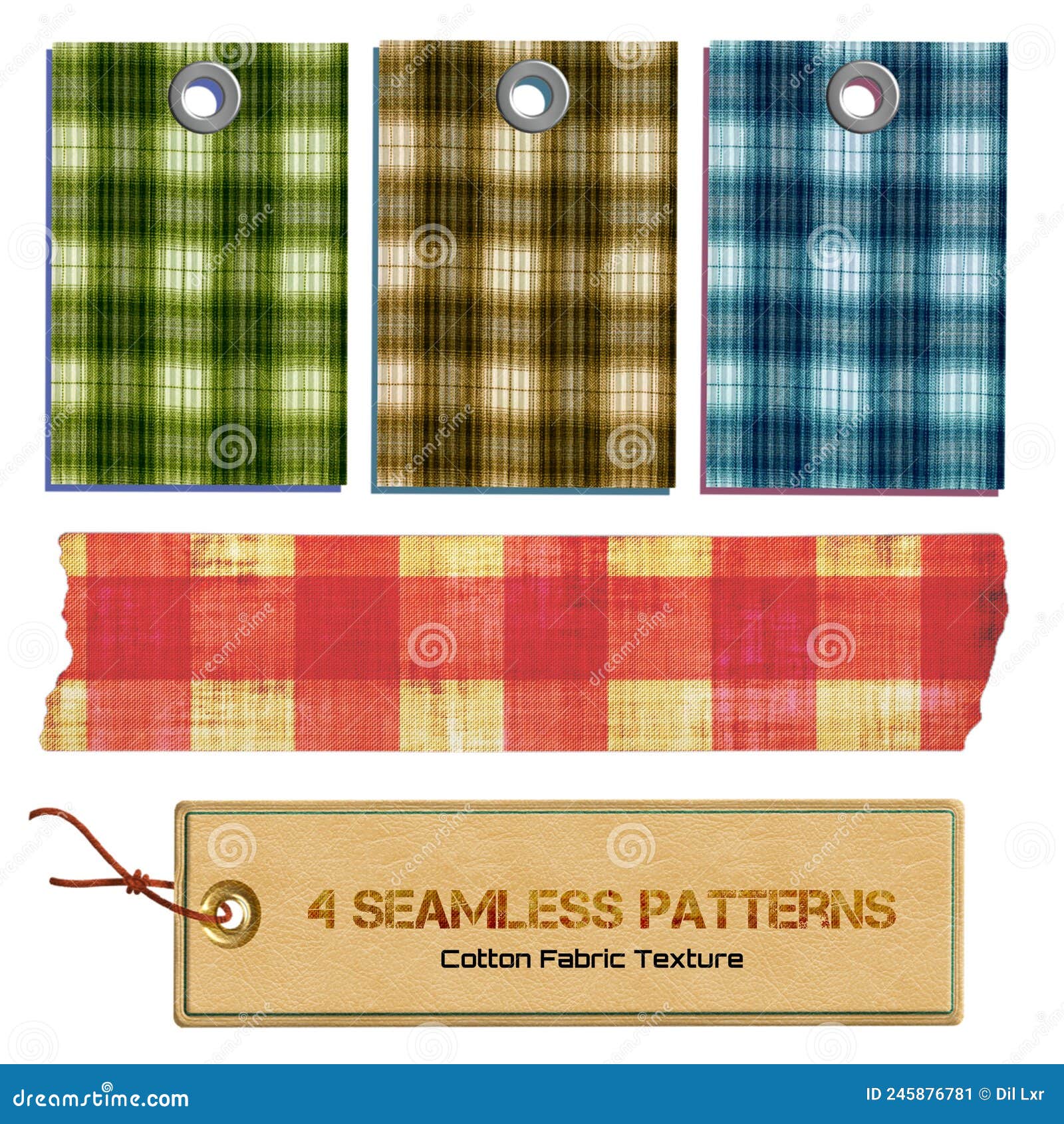 4 Seamless Colourfull Cotton Fabric Patterns Stock Illustration ...