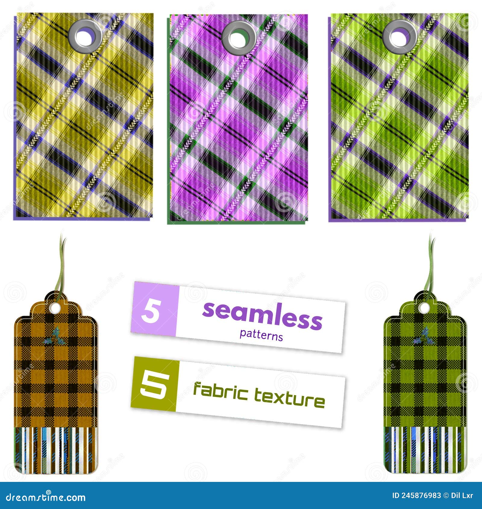 5 Seamless Colourfull Cotton Fabric Patterns Stock Illustration ...