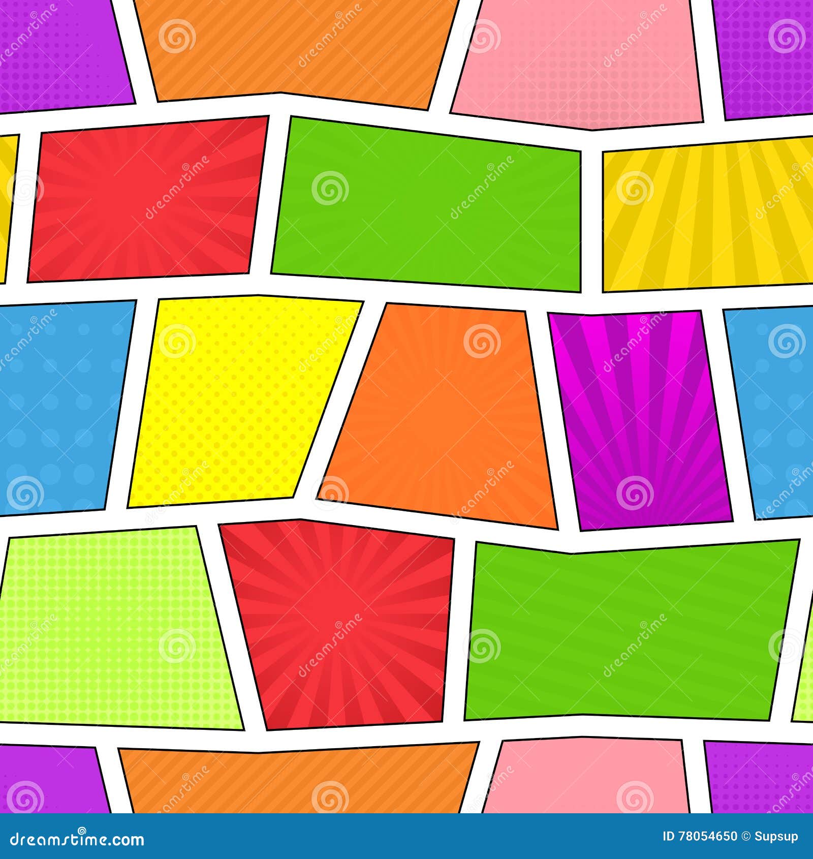 Seamless comic pattern stock vector. Illustration of album - 78054650