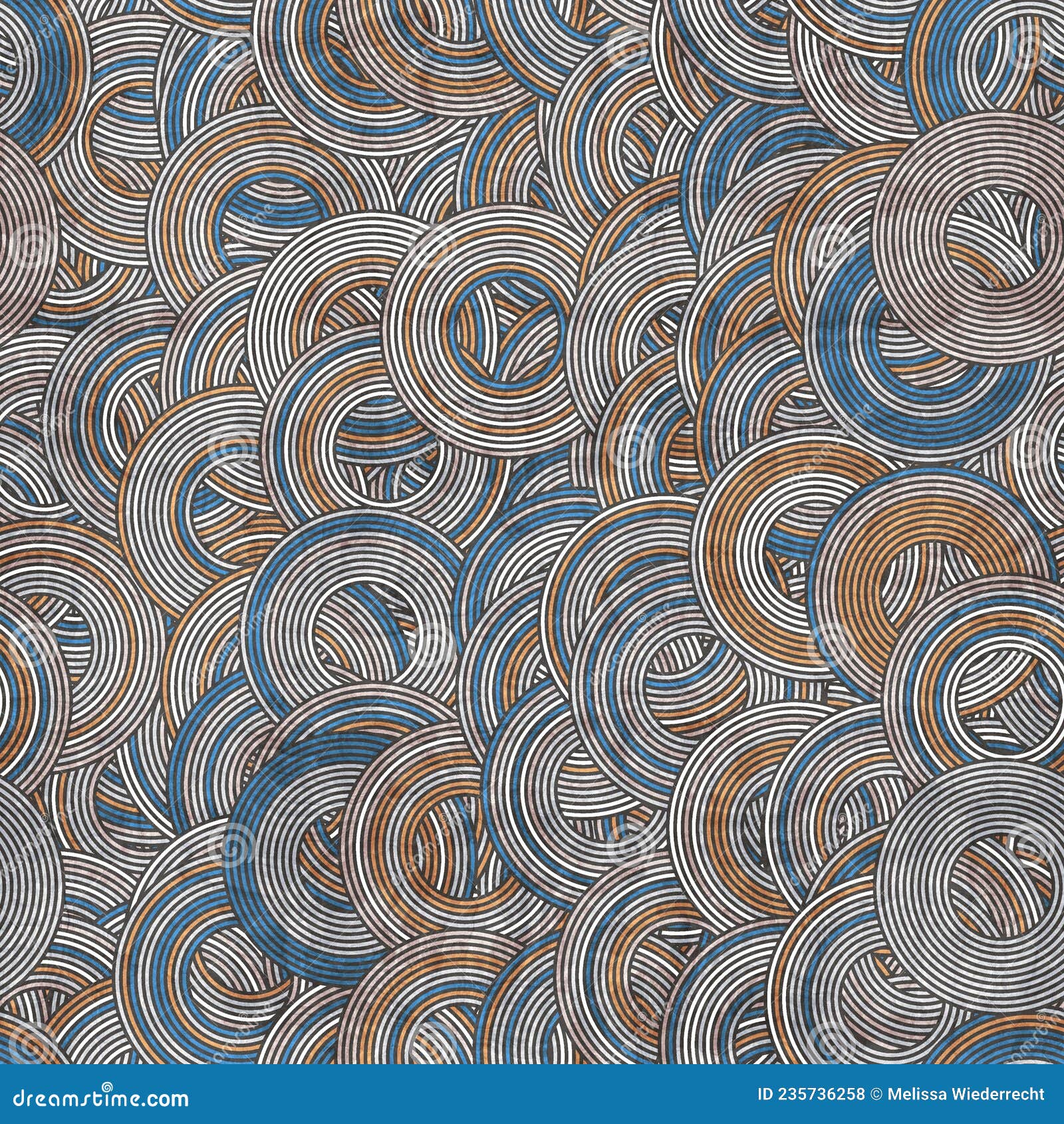 Seamless Concentric Circle in Retro Colors Surface Pattern Design for ...