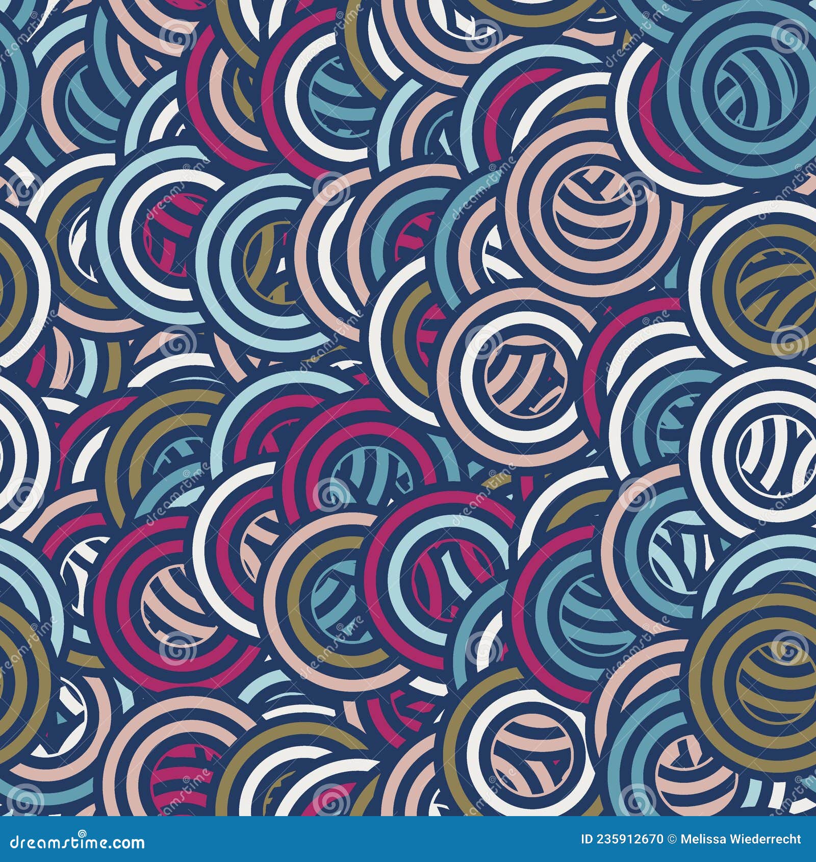 Seamless Concentric Circle in Retro Colors Surface Pattern Design for ...
