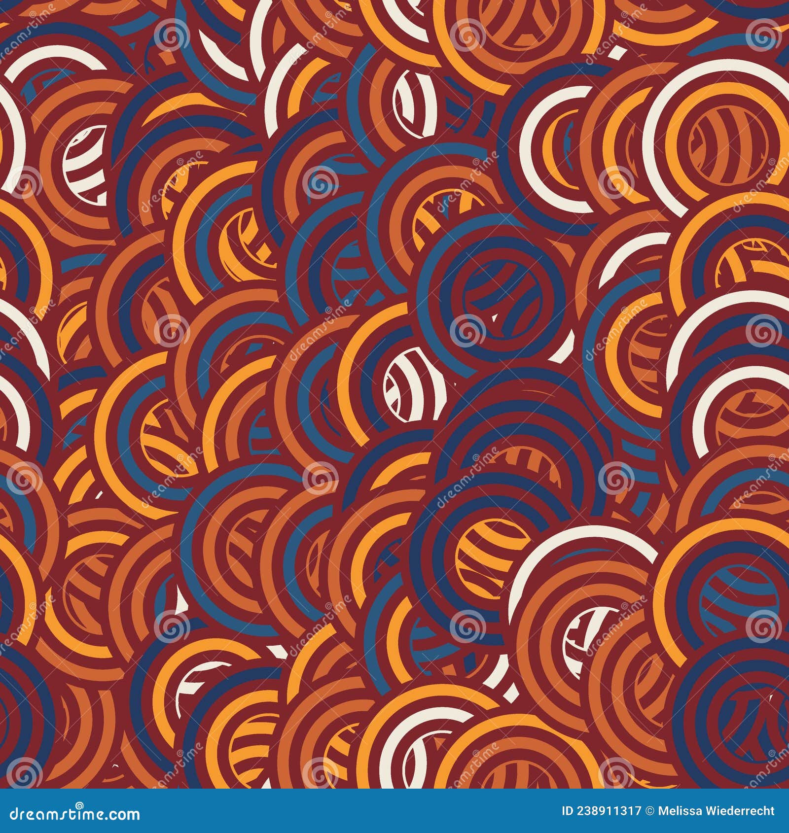 Seamless Concentric Circle in Retro Colors Surface Pattern Design for ...