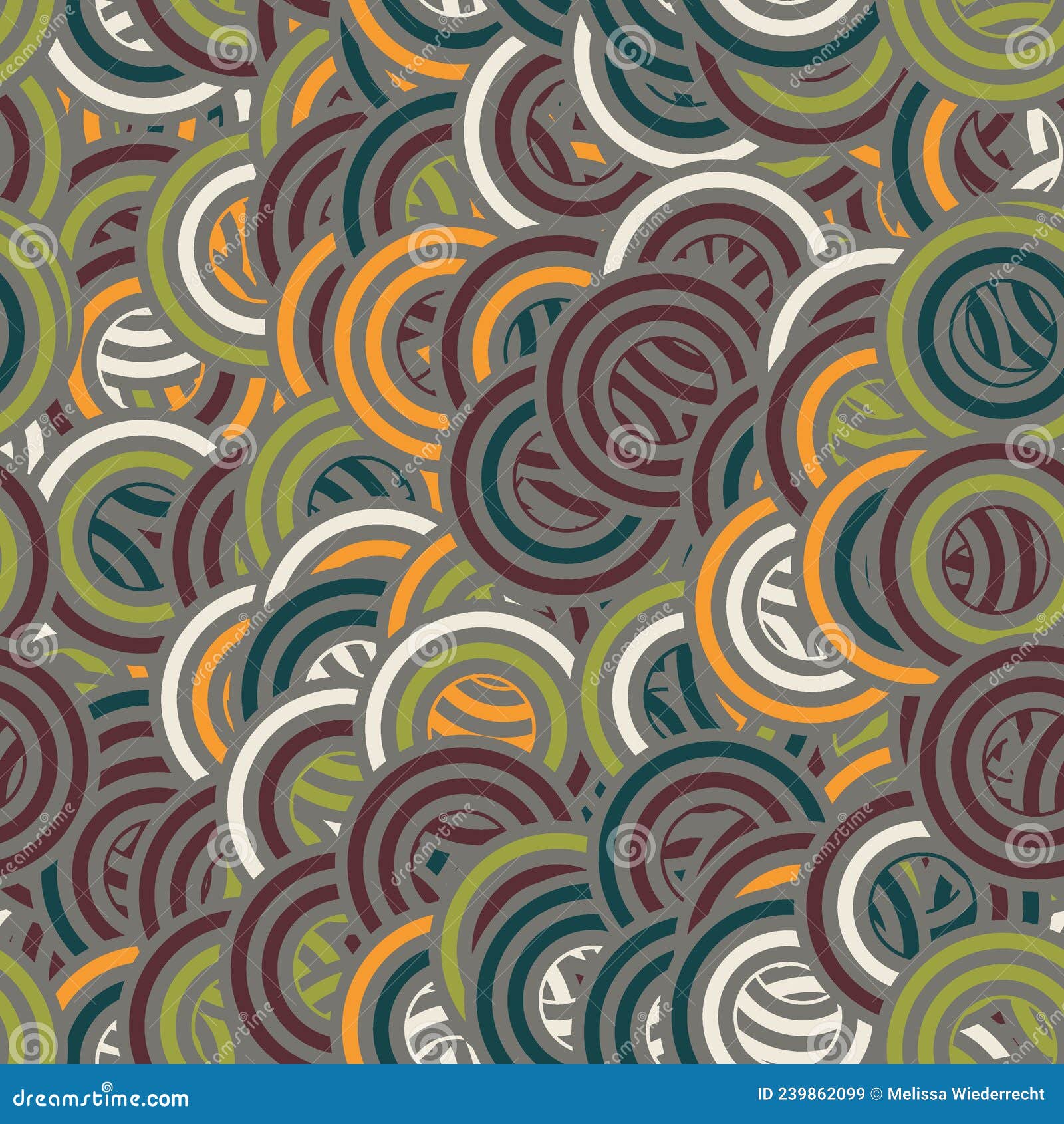 Seamless Concentric Circle in Retro Colors Surface Pattern Design for ...