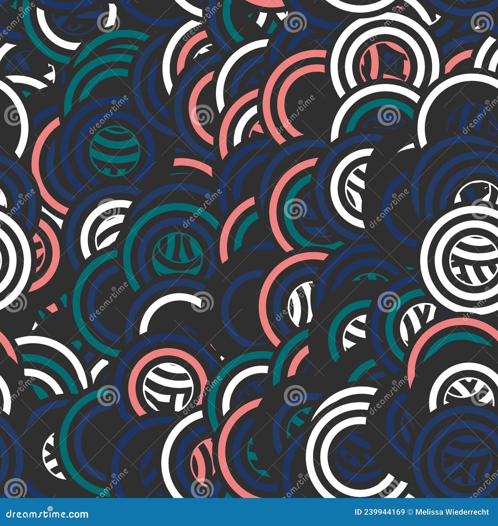 Seamless Concentric Circle in Retro Colors Surface Pattern Design for ...