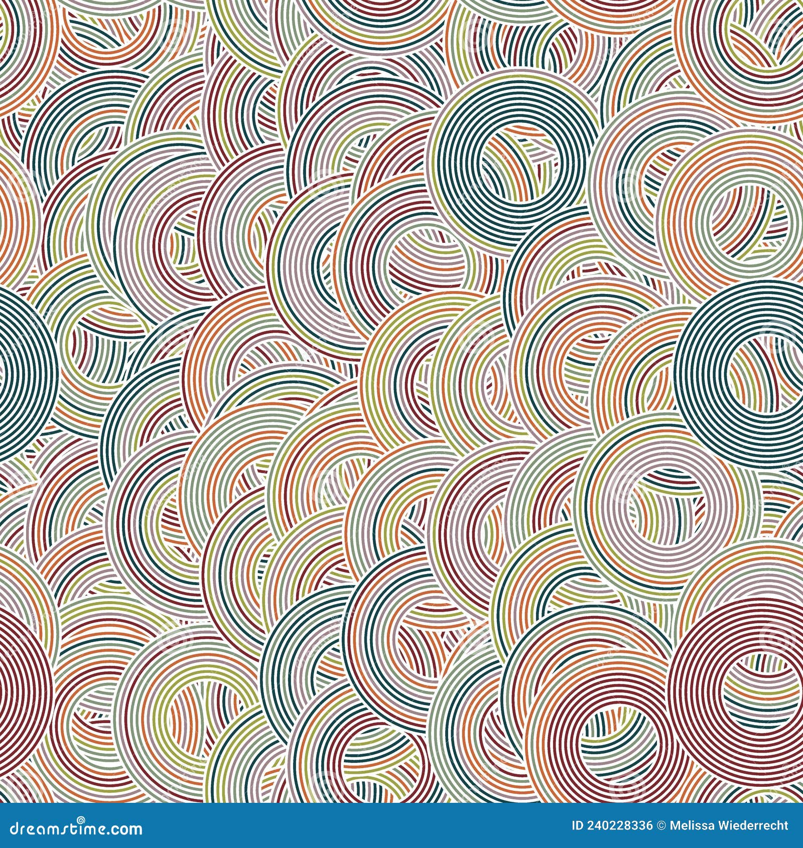 Seamless Concentric Circle in Retro Colors Surface Pattern Design for ...