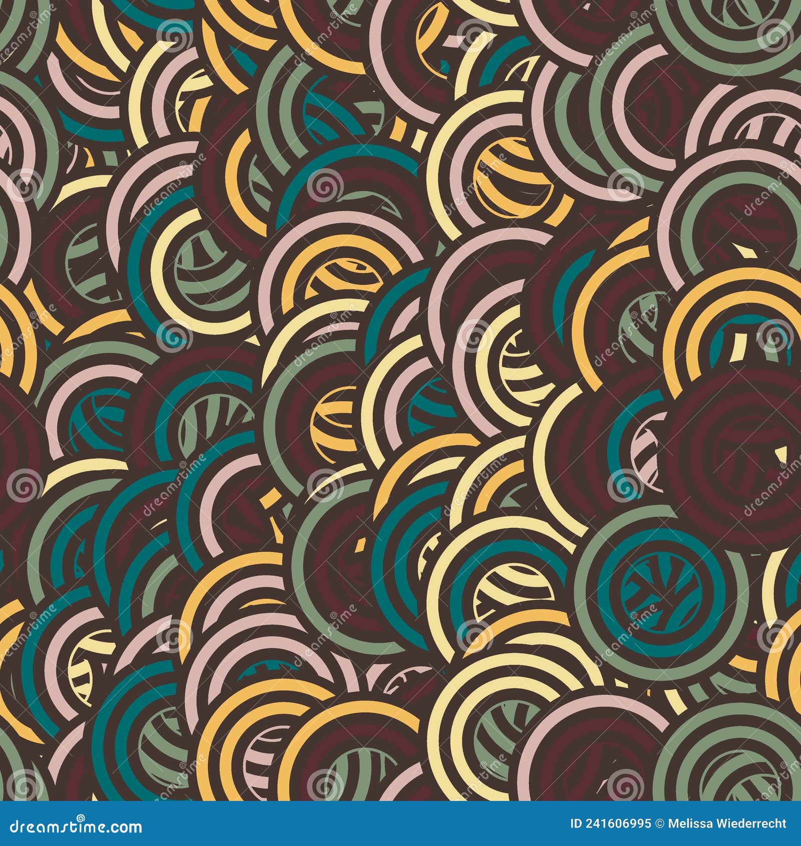 Seamless Concentric Circle in Retro Colors Surface Pattern Design for ...