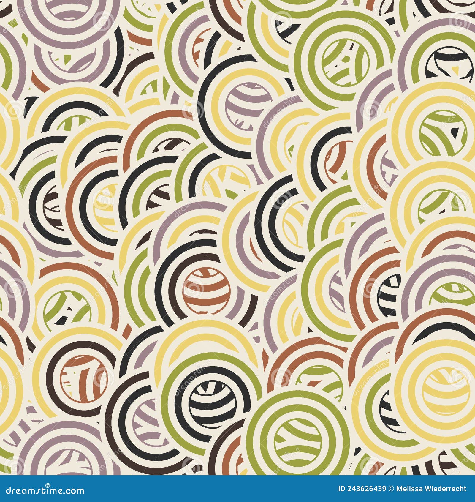 Seamless Concentric Circle in Retro Colors Surface Pattern Design for ...