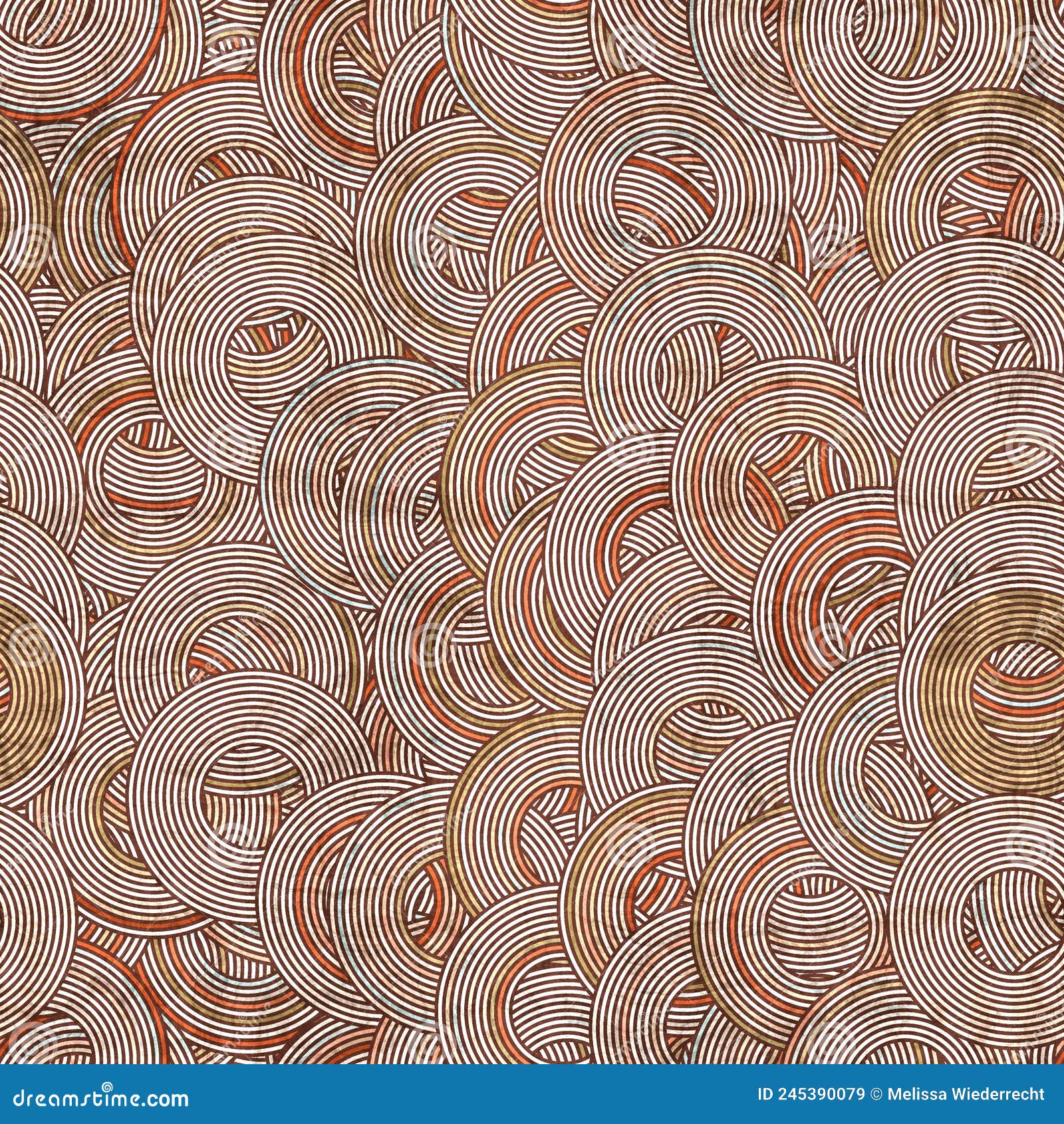 Seamless Concentric Circle in Retro Colors Surface Pattern Design for ...