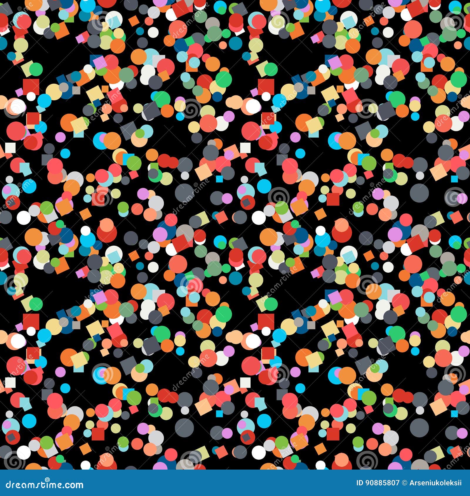 Seamless Confetti Pattern on Black Background. Stock Vector ...