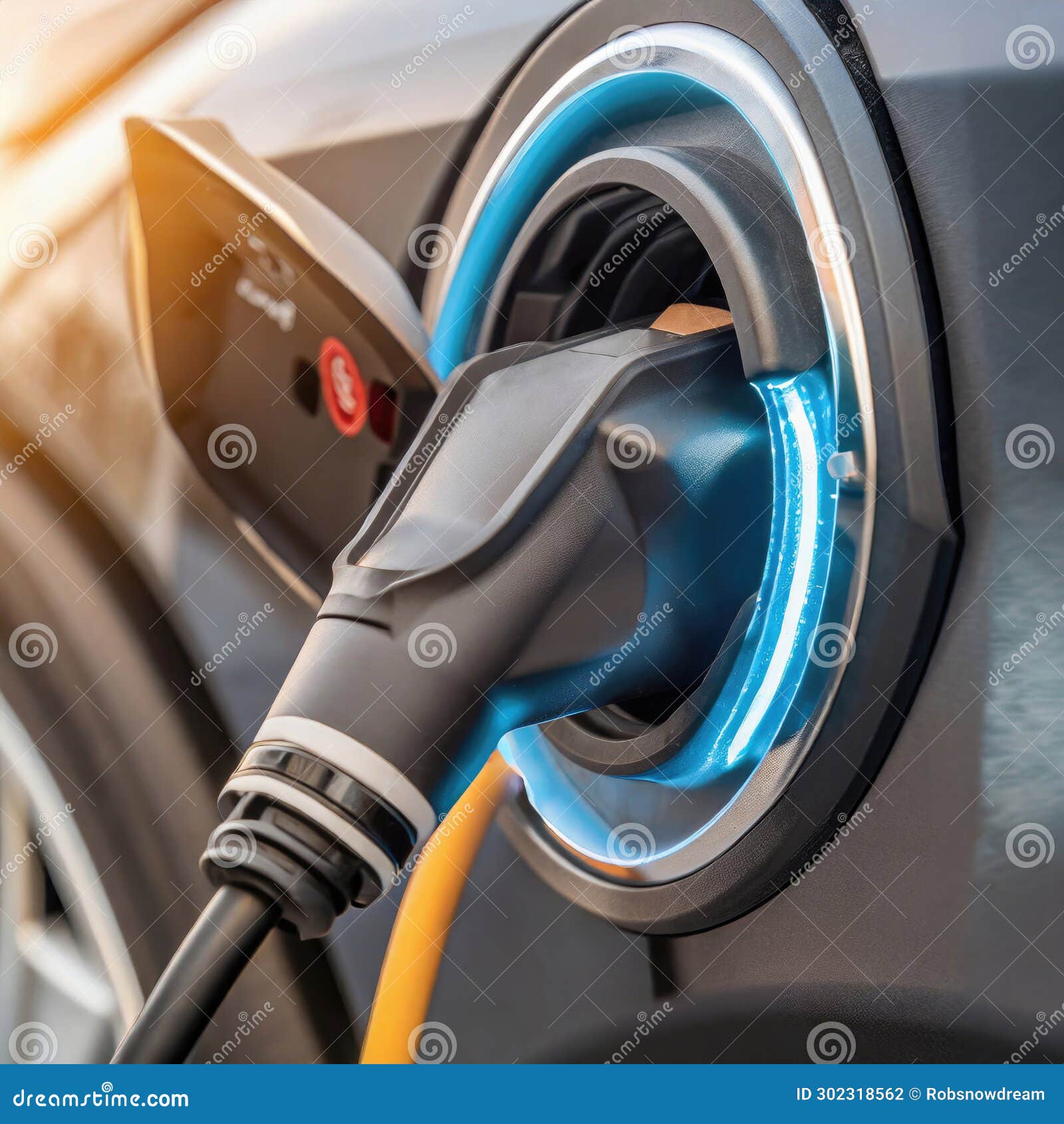 EV Charging Connector Inserted into Car Stock Photo - Image of ...