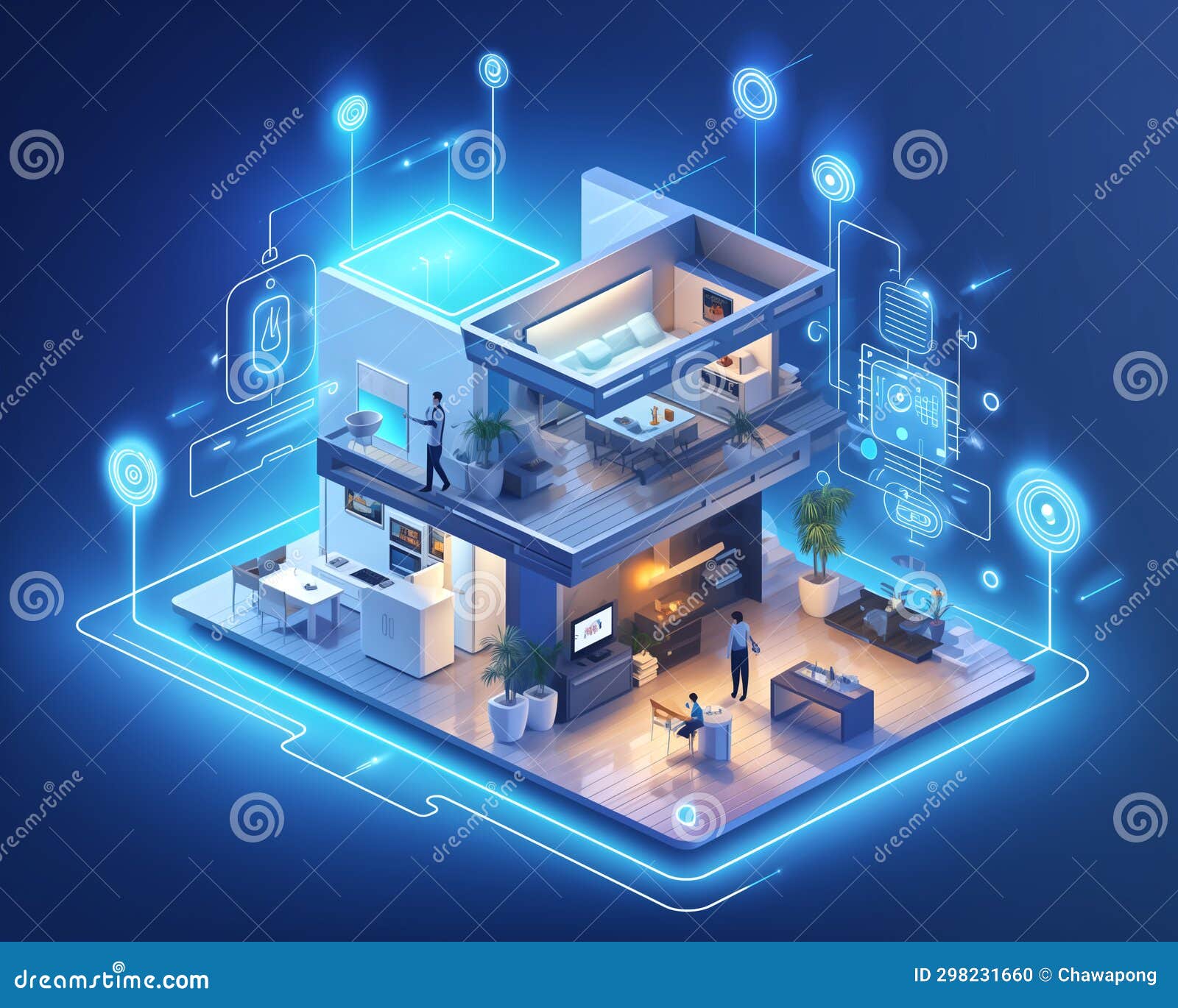 Seamless Connectivity in the Modern Home Workspace Stock Illustration ...