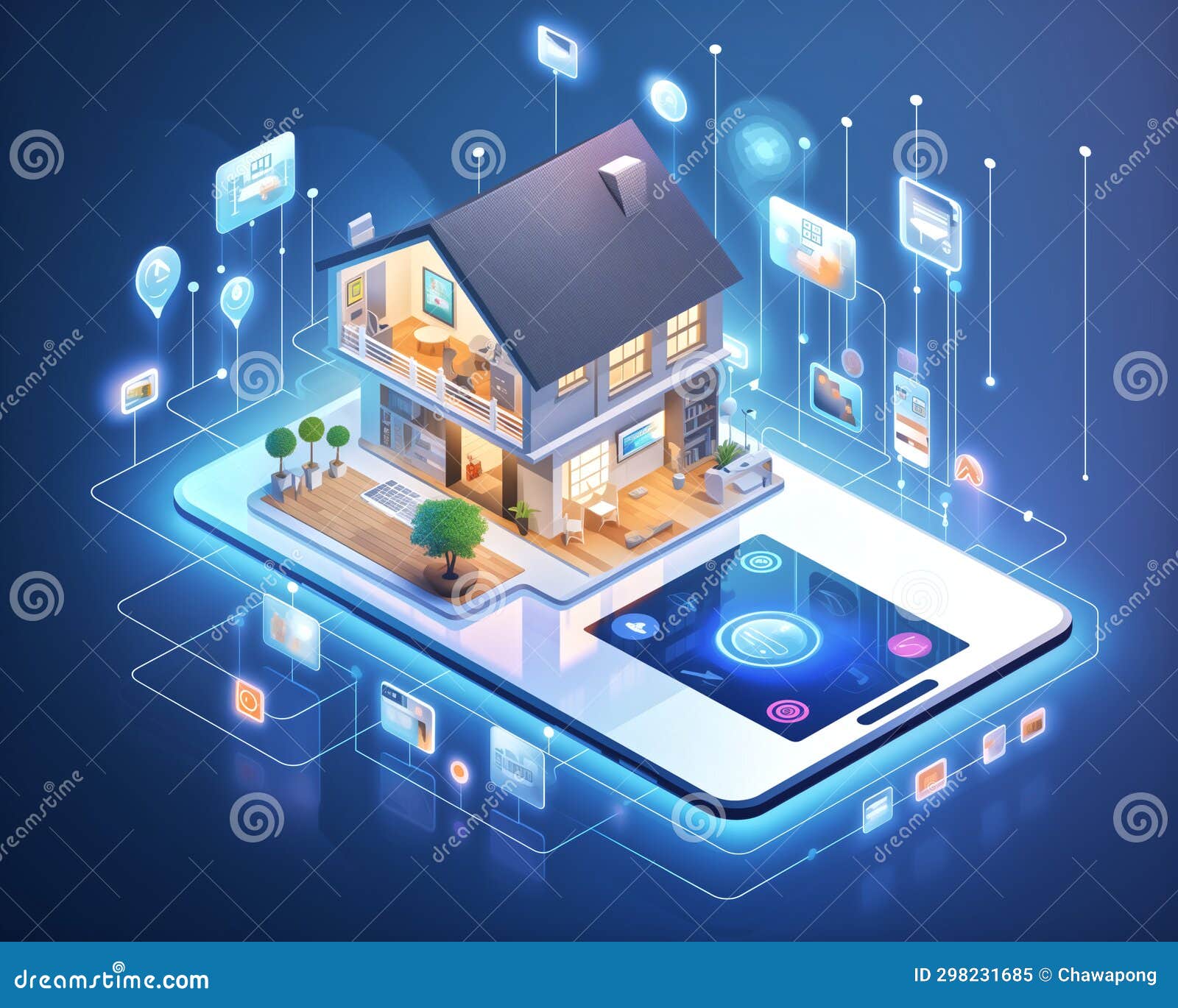 Seamless Connectivity in the Modern Home Workspace Stock Illustration ...