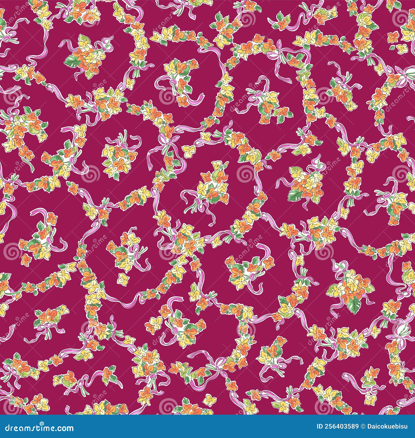 Seamless Continuous Pattern of Cute Bouquets, Stock Vector ...