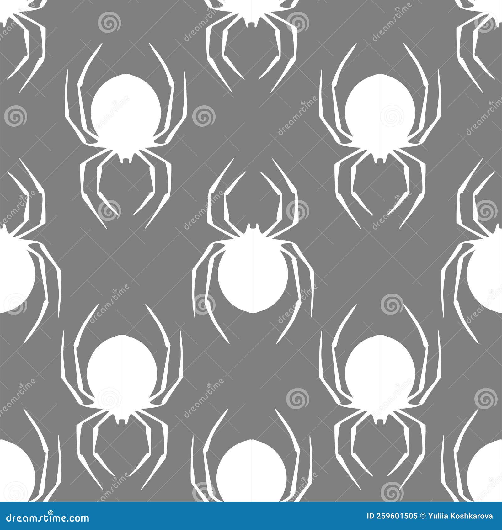 Seamless Contour Pattern of Graphic Silhouettes of White Spiders on a ...