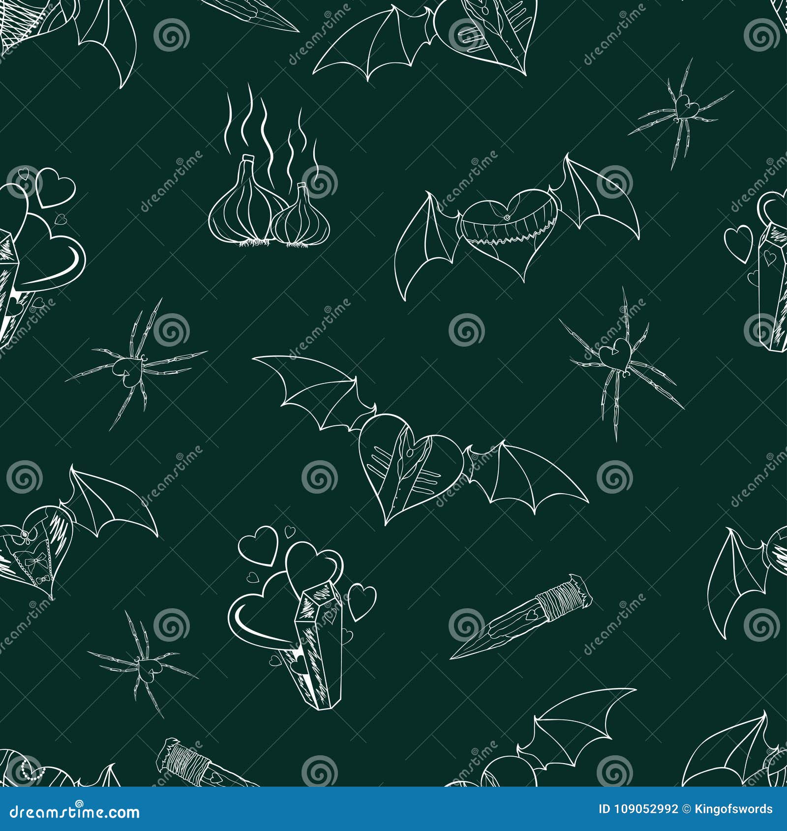 Seamless Contour Pattern with a Theme of Vampires Stock Vector ...