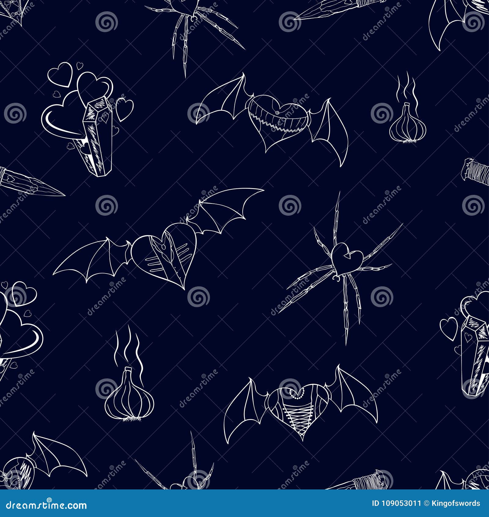 Seamless Contour Pattern with a Theme of Vampires Stock Vector ...