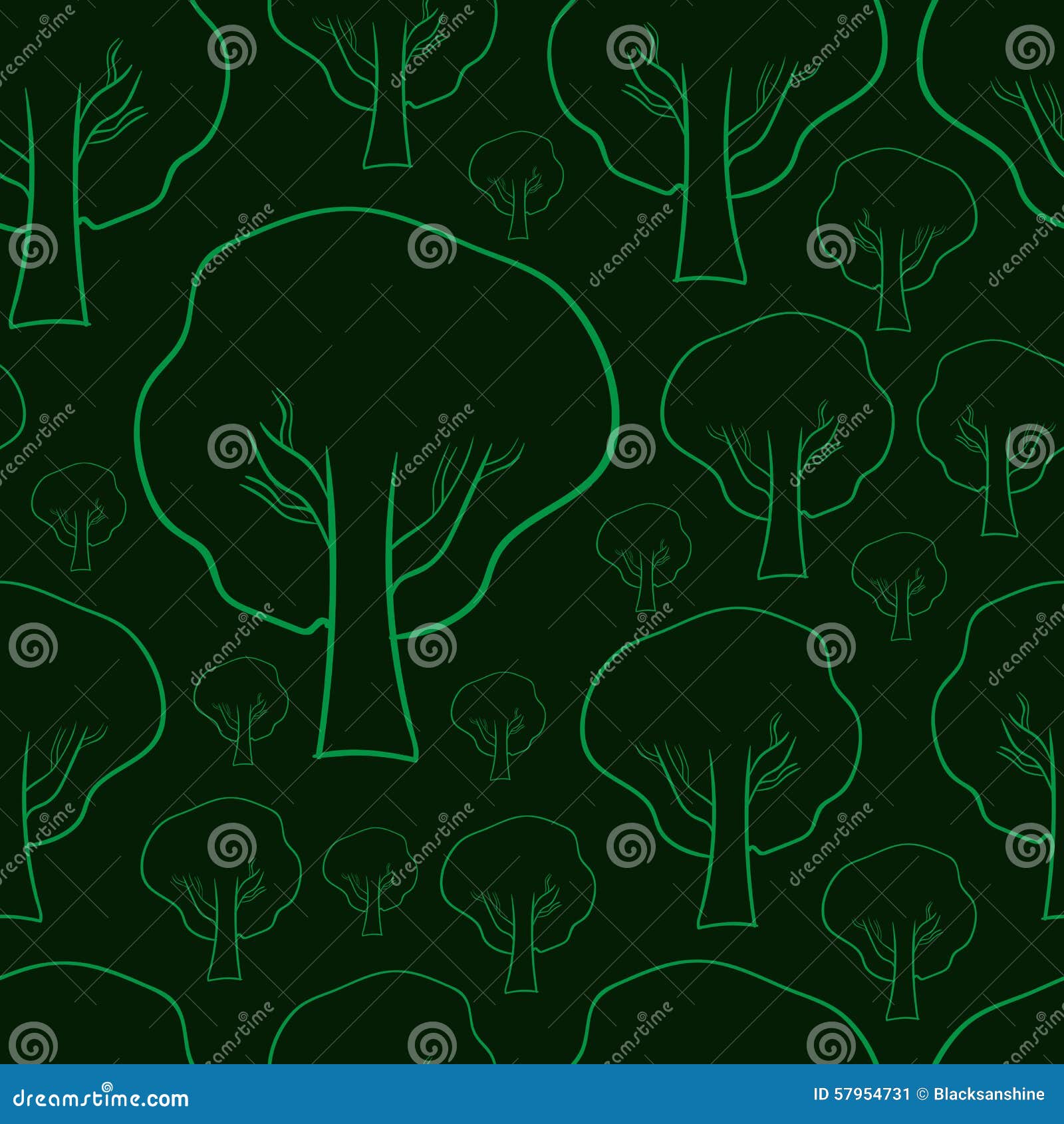 Seamless contours of trees stock vector. Illustration of branch - 57954731