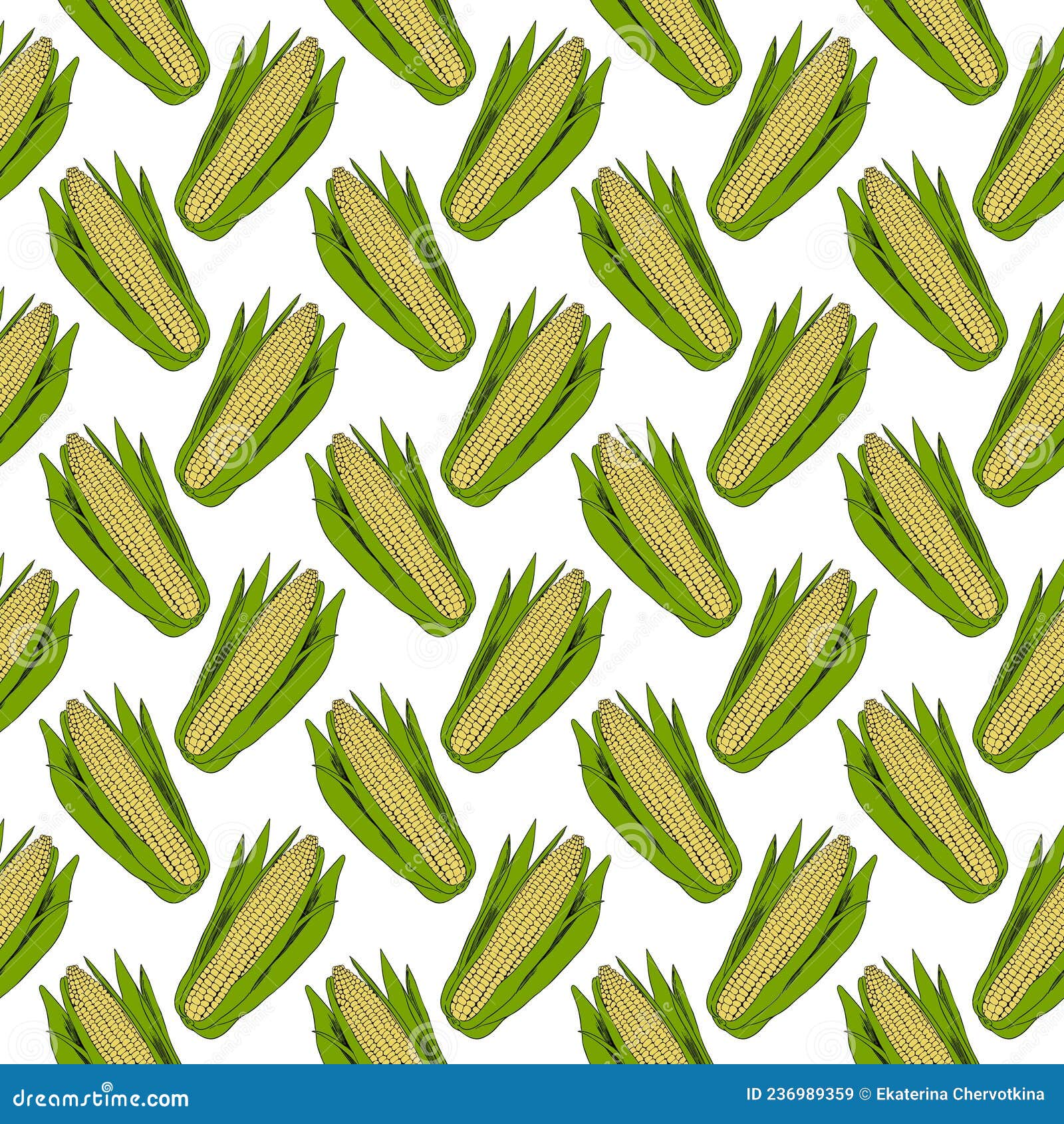 Seamless Corn on the Cob Pattern Stock Vector - Illustration of green ...