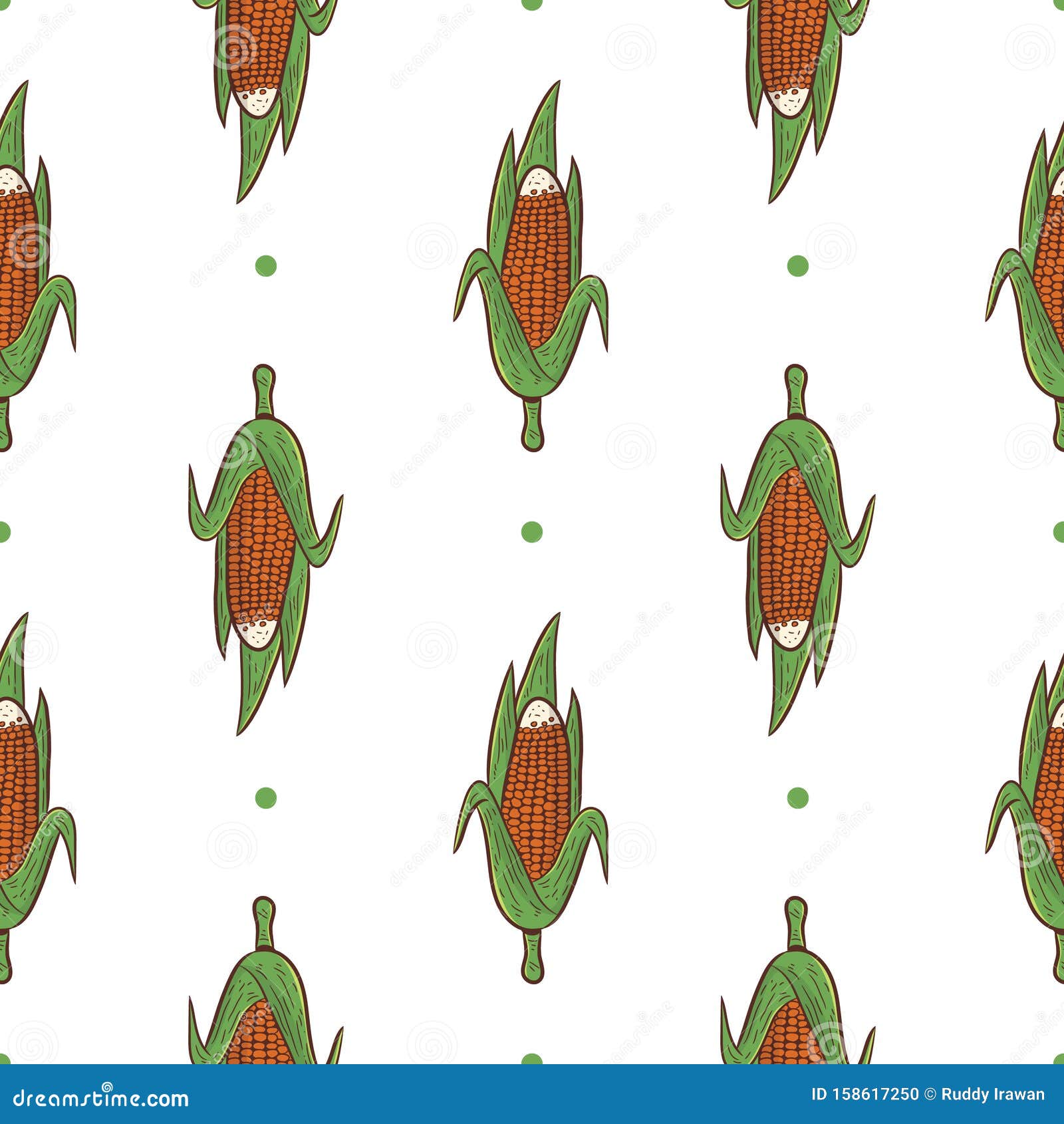 Seamless Corn Pattern Vector Stock Vector - Illustration of leaf, drawn ...