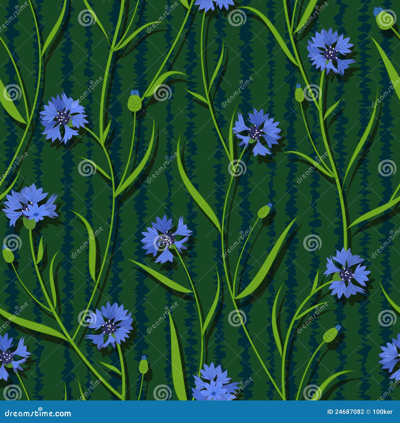 Seamless Cornflower Green Blue Pattern Background Stock Vector - Illustration of ornate, pattern ...