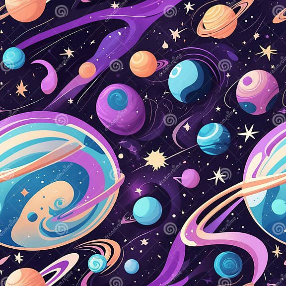 Seamless Cosmic Galaxy Pattern – Futuristic Starry Sky and Outer Space ...