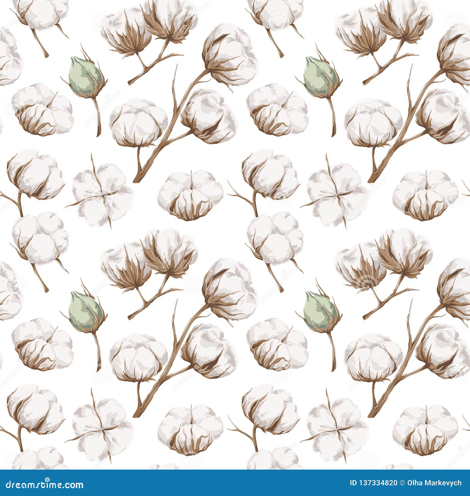 Seamless cotton pattern stock vector. Illustration of flora - 137334820
