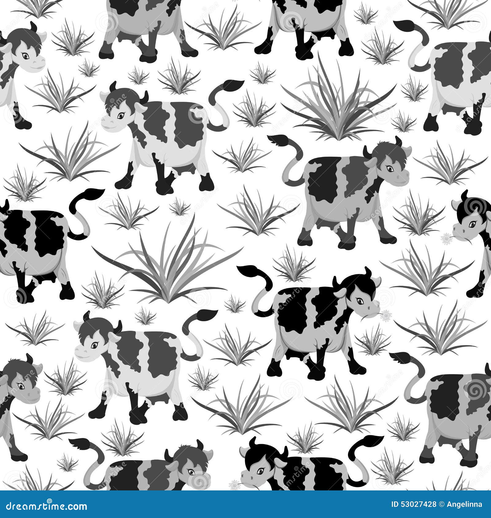 Seamless cow pattern stock vector. Illustration of leaf - 53027428