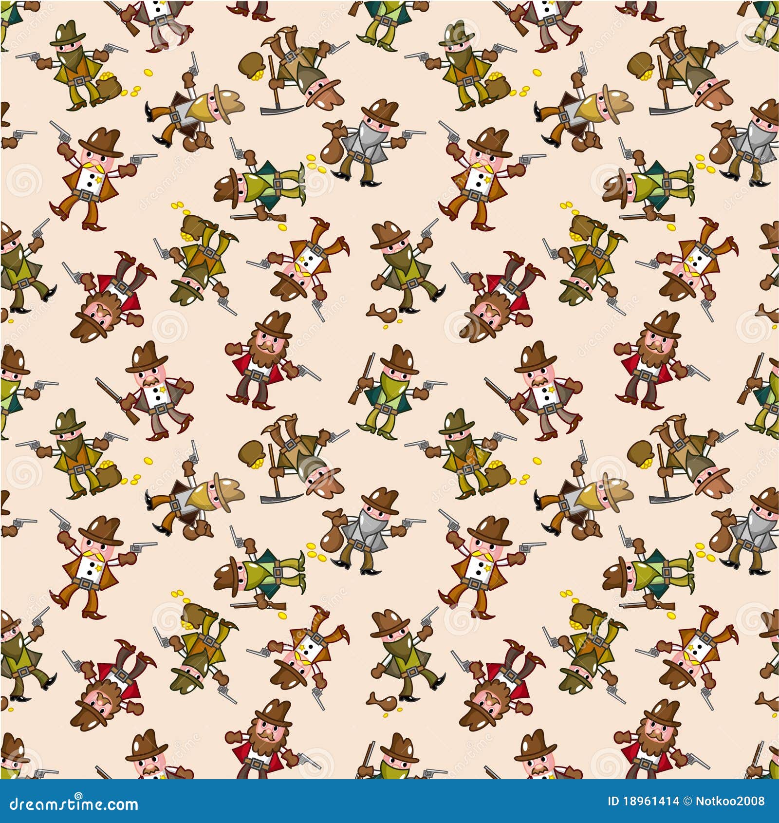 Seamless Cowboy Pattern Vector Illustration | CartoonDealer.com #31467982