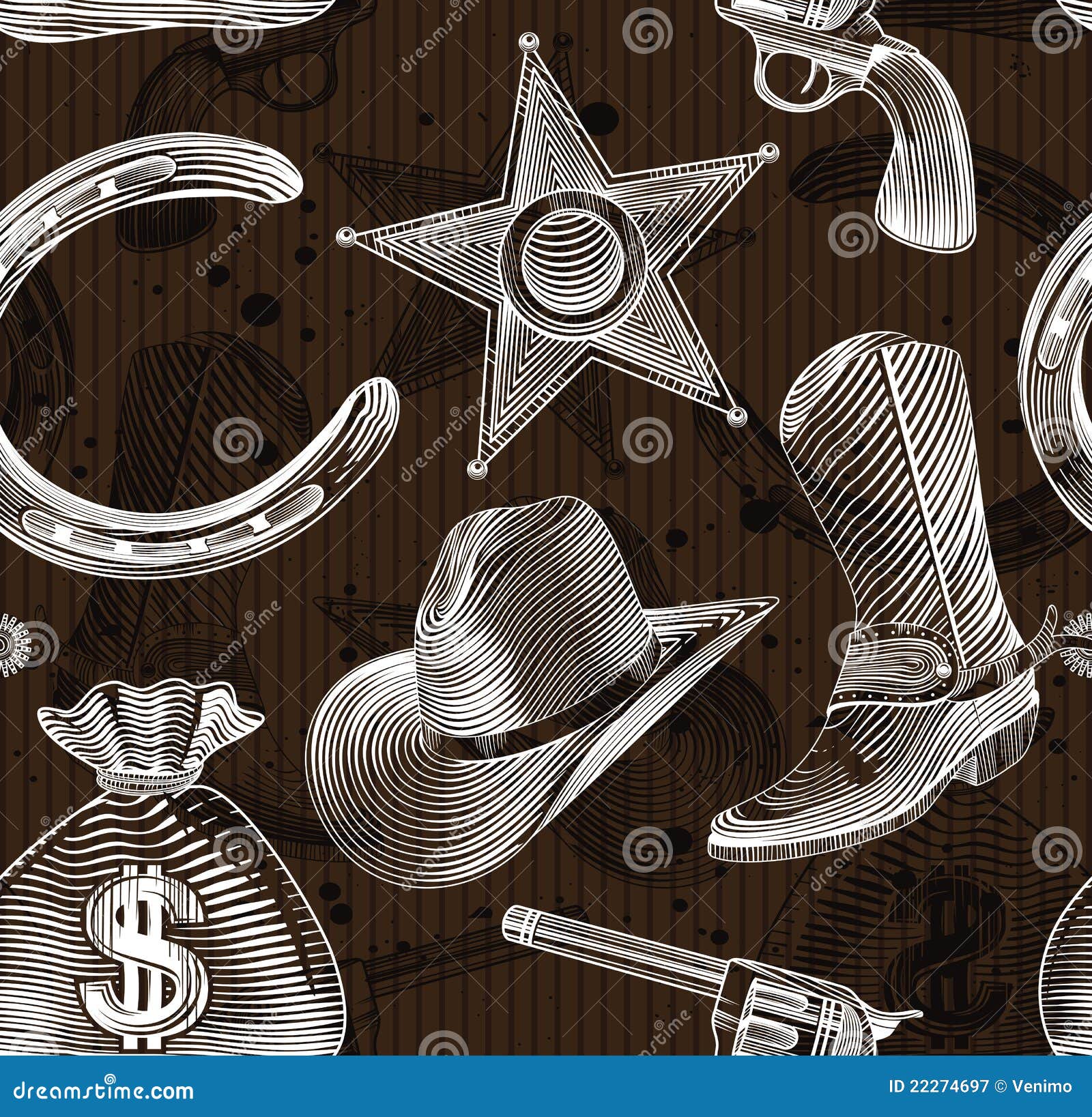 Seamless cowboy pattern stock vector. Illustration of cowboy - 22274697