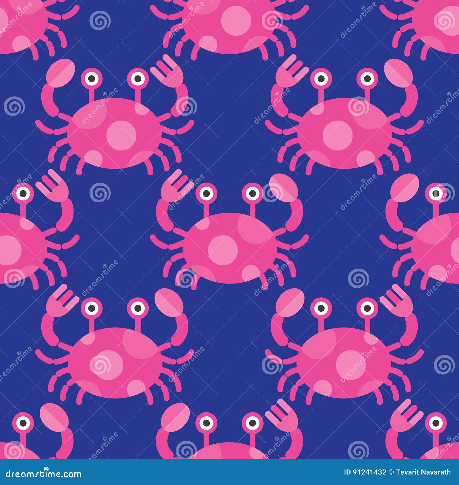 Seamless Crab pattern stock vector. Illustration of cartoon - 91241432