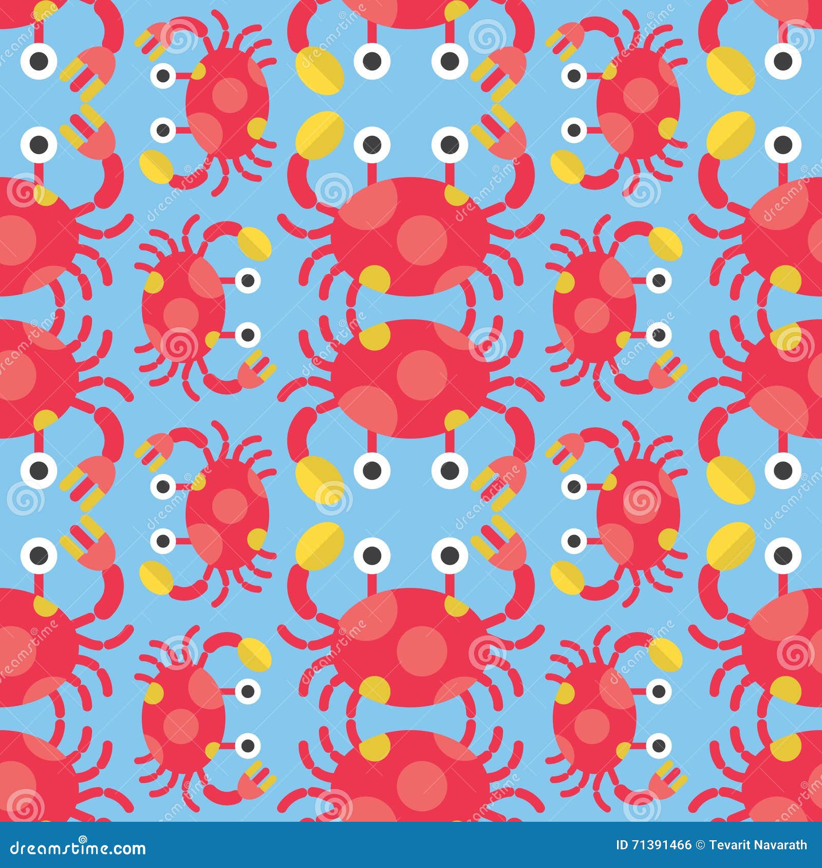 Seamless Crab Pattern Vector Illustration | CartoonDealer.com #71391466